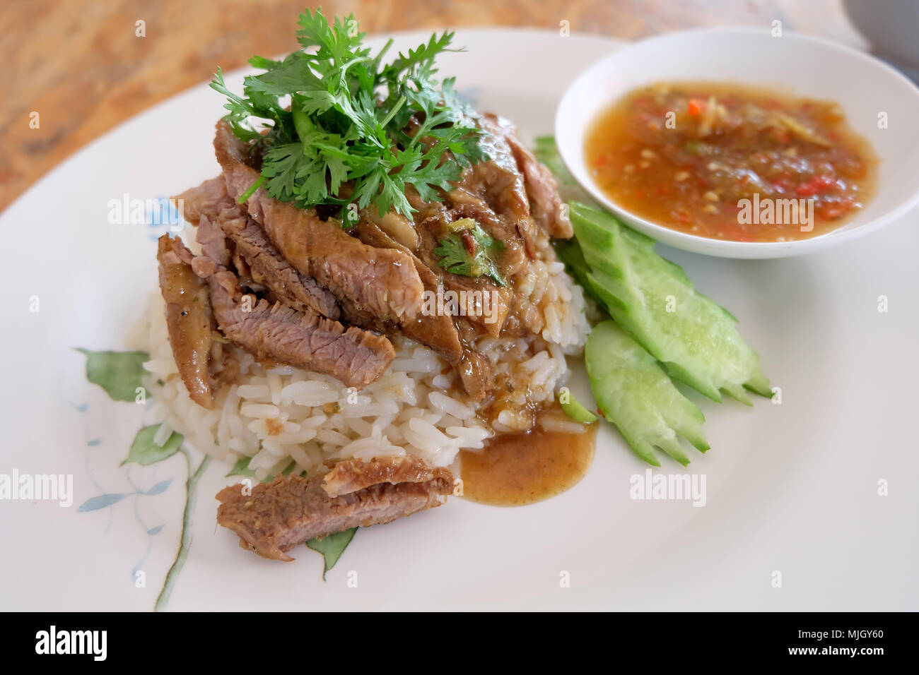 pork with rice ,thai food Stock Photo - Alamy