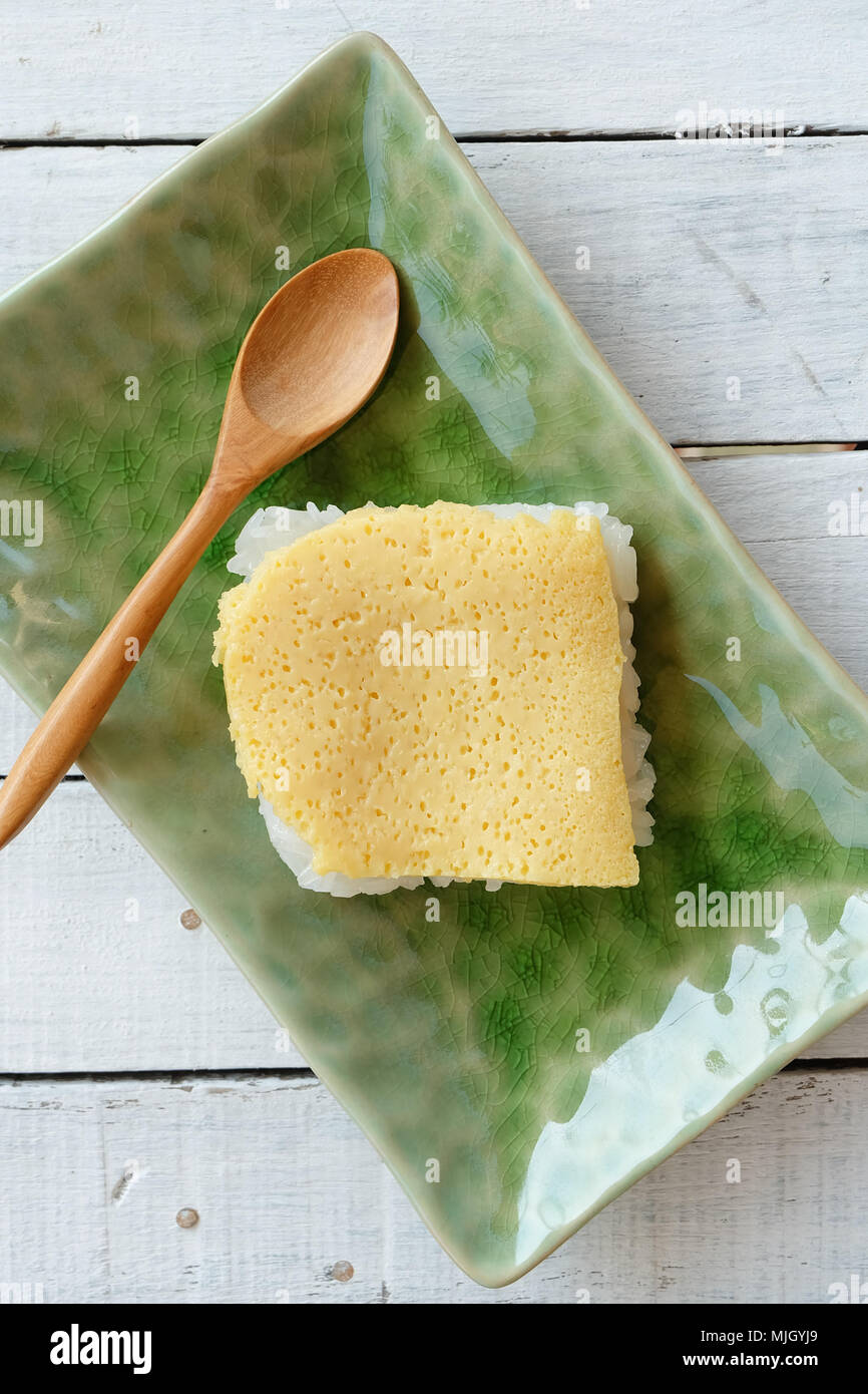 Thai custard with sticky rice Stock Photo - Alamy