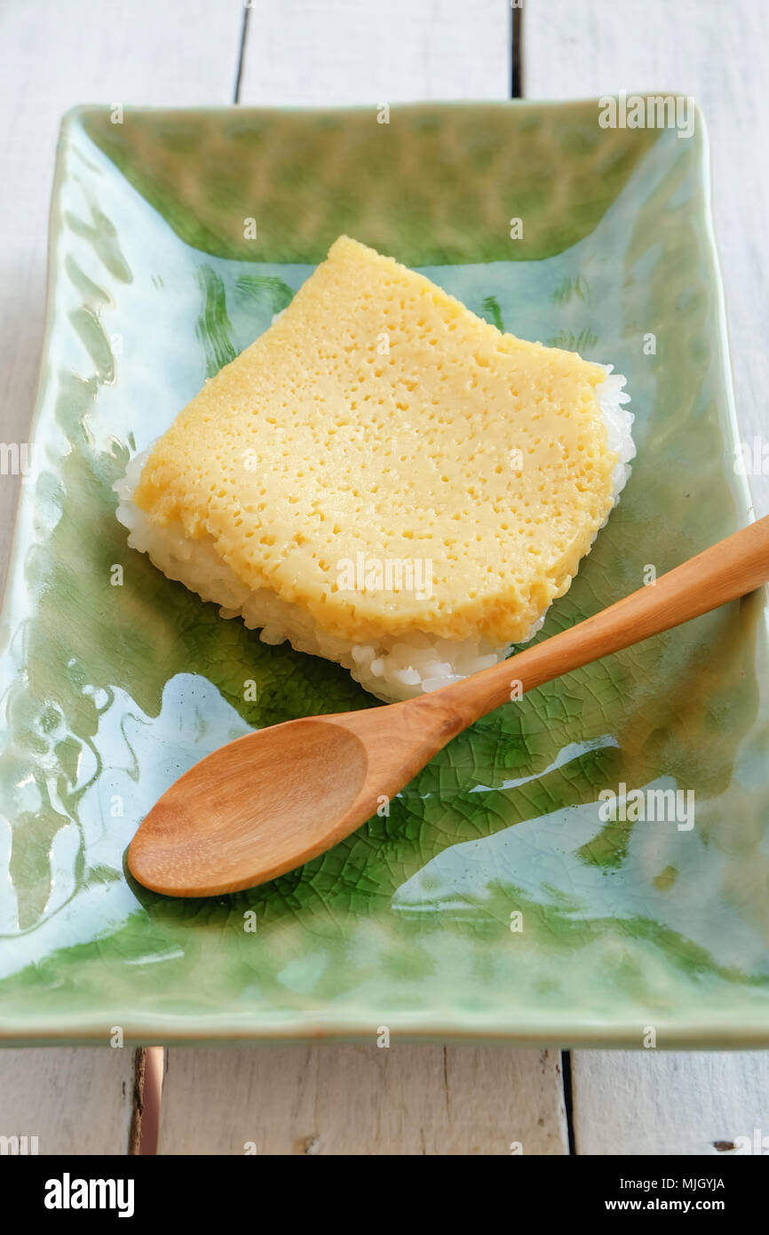 Thai custard with sticky rice Stock Photo - Alamy
