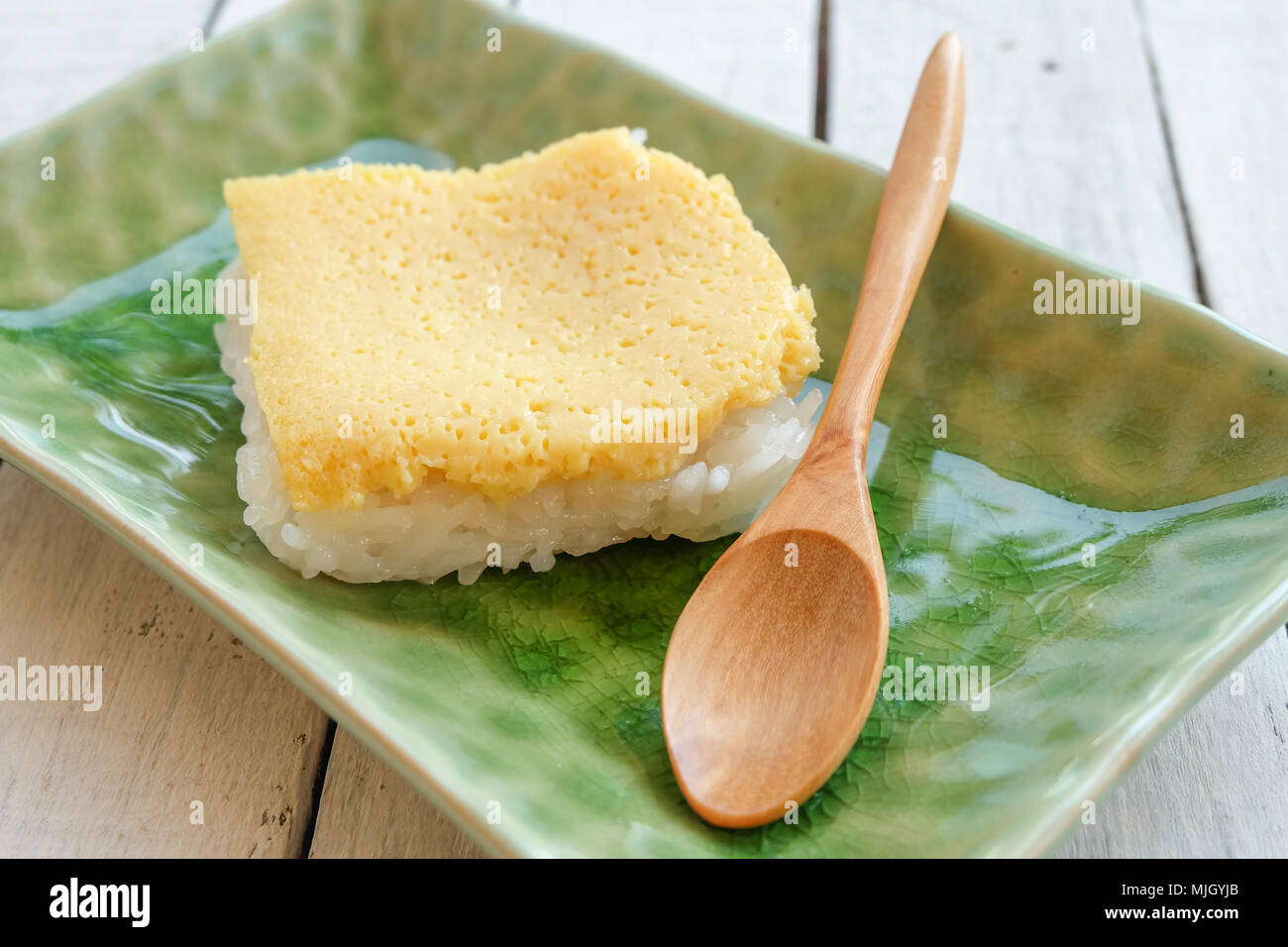 Thai custard with sticky rice Stock Photo - Alamy