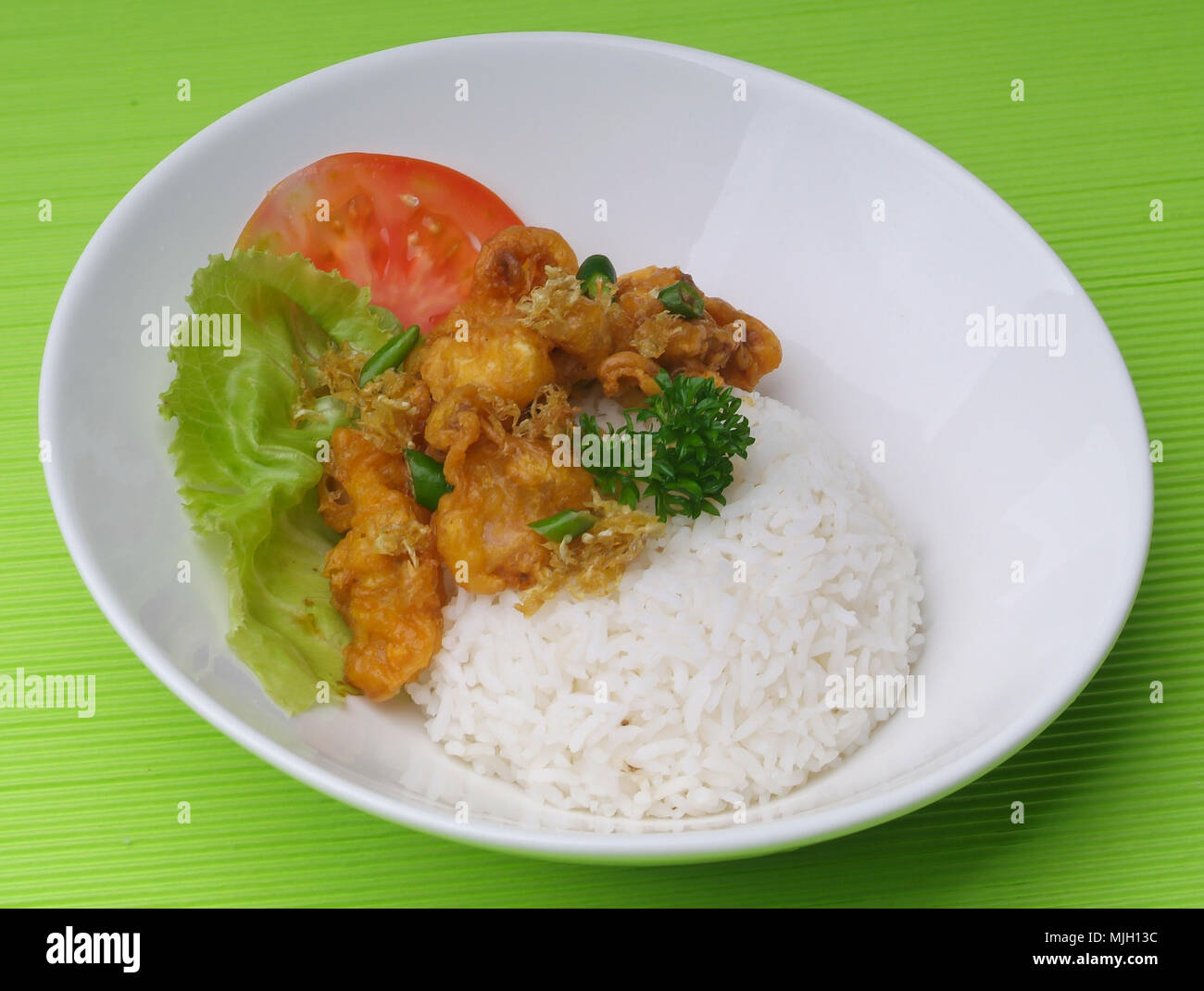 shrimp serve with rice asia food Stock Photo - Alamy