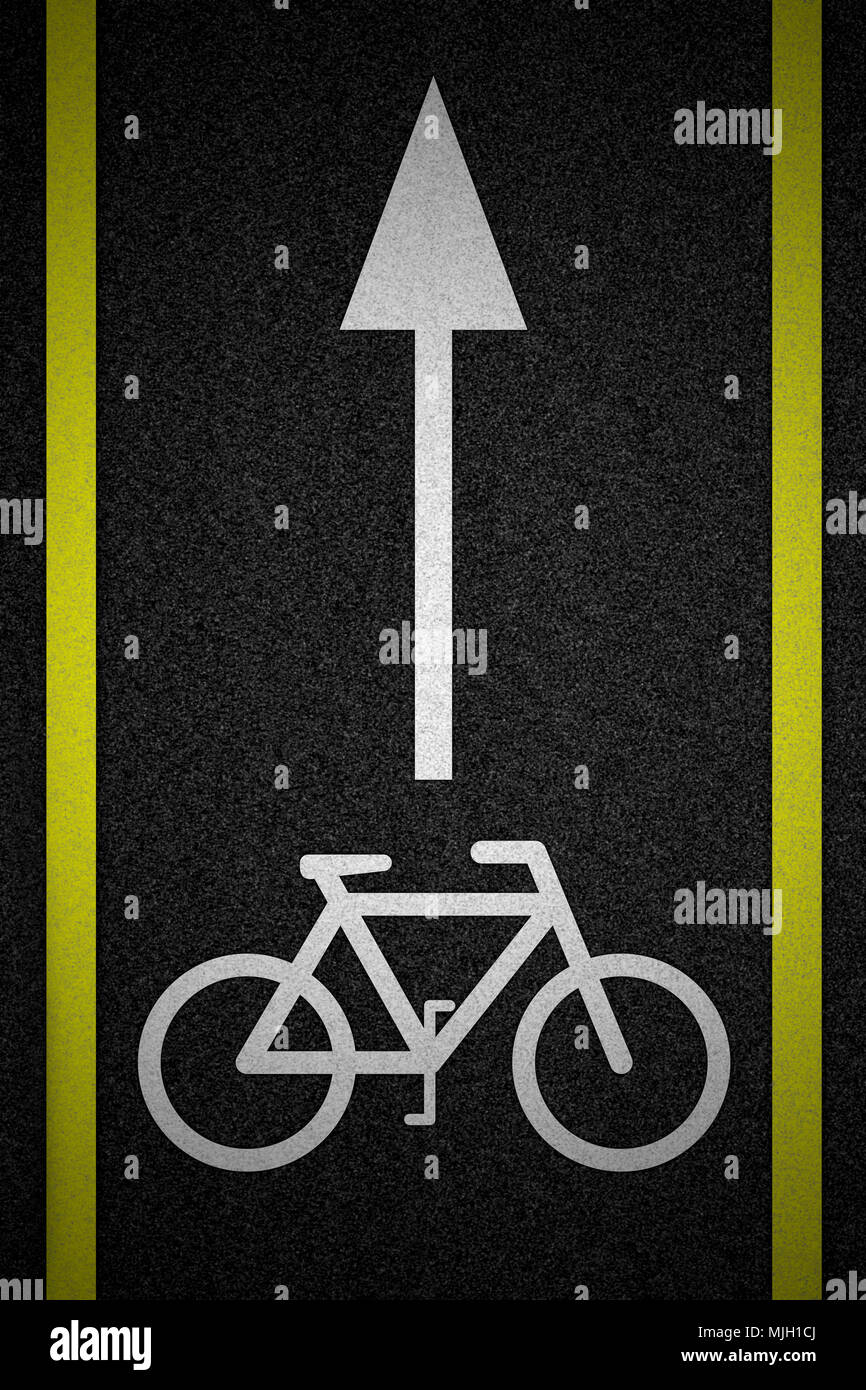 Bicycle road sign and arrow Stock Photo - Alamy