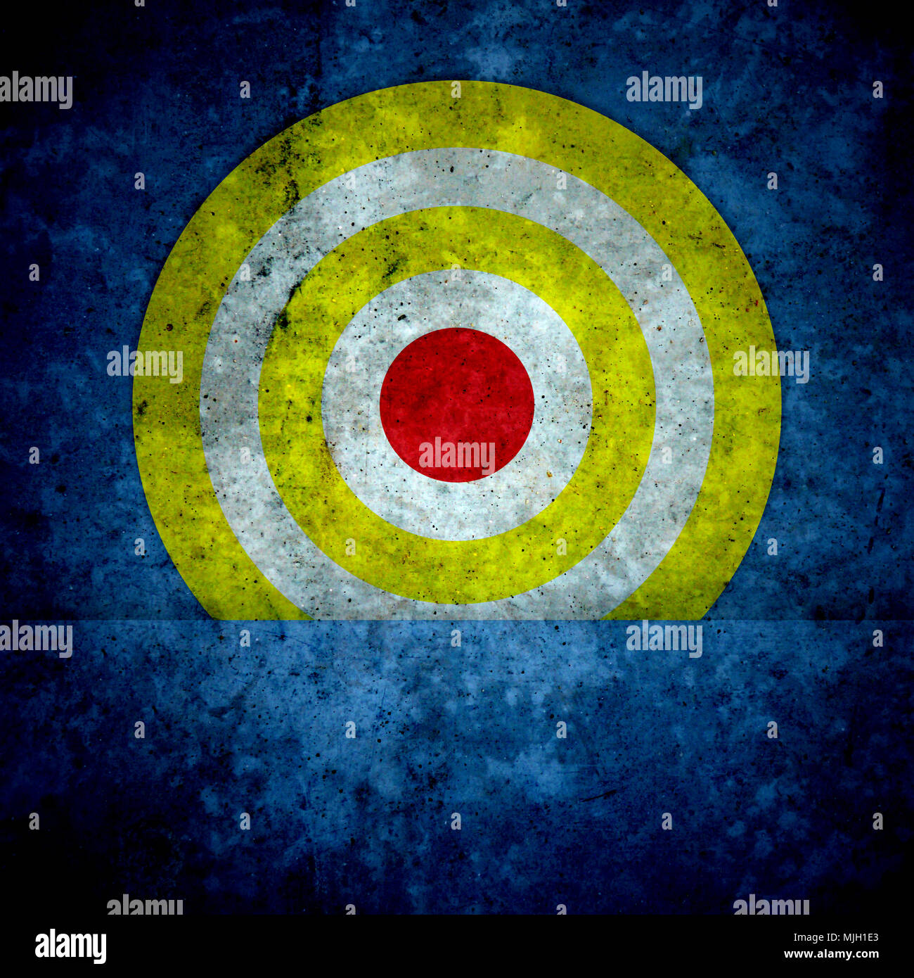 goal ring in archery target on blue Concrete wall texture Stock Photo ...