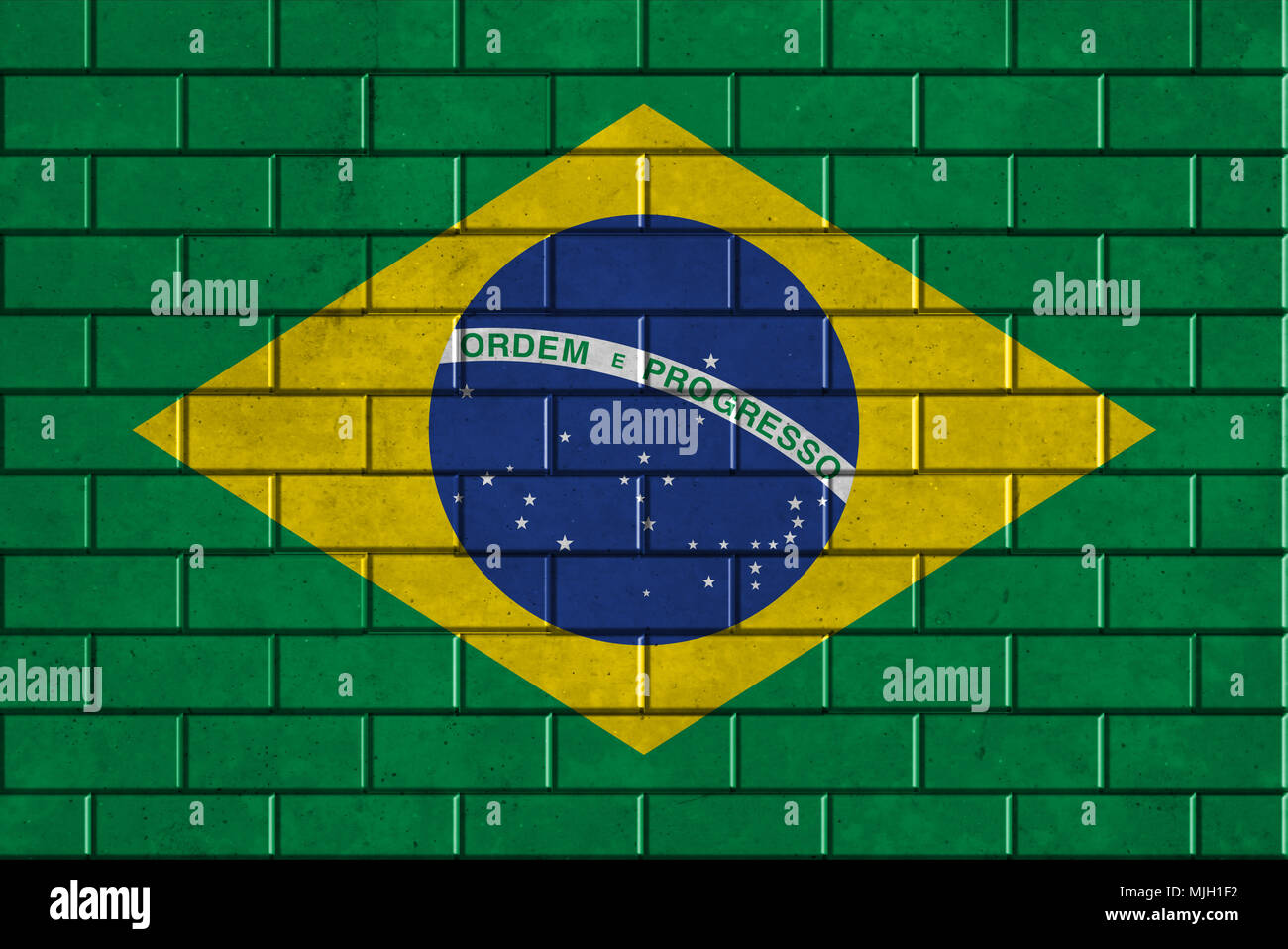Brazil flag painted on a brick wall Stock Photo - Alamy