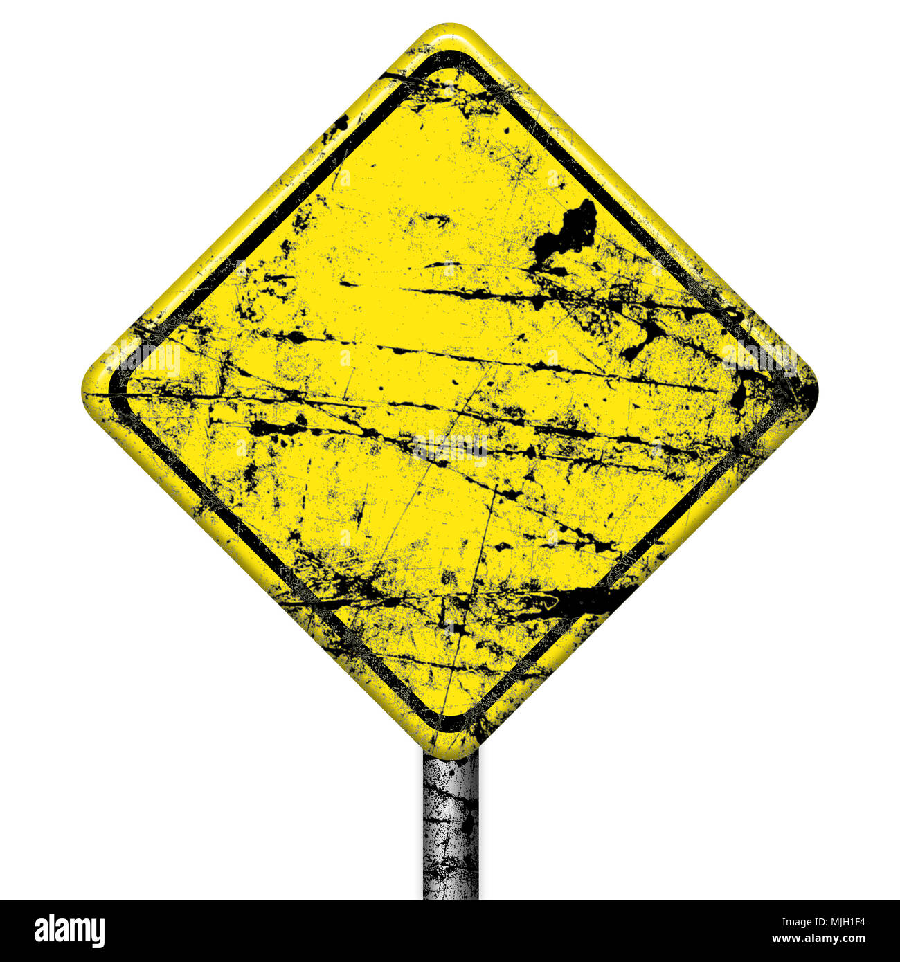 Yellow road traffic sign Grunge Stock Photo - Alamy