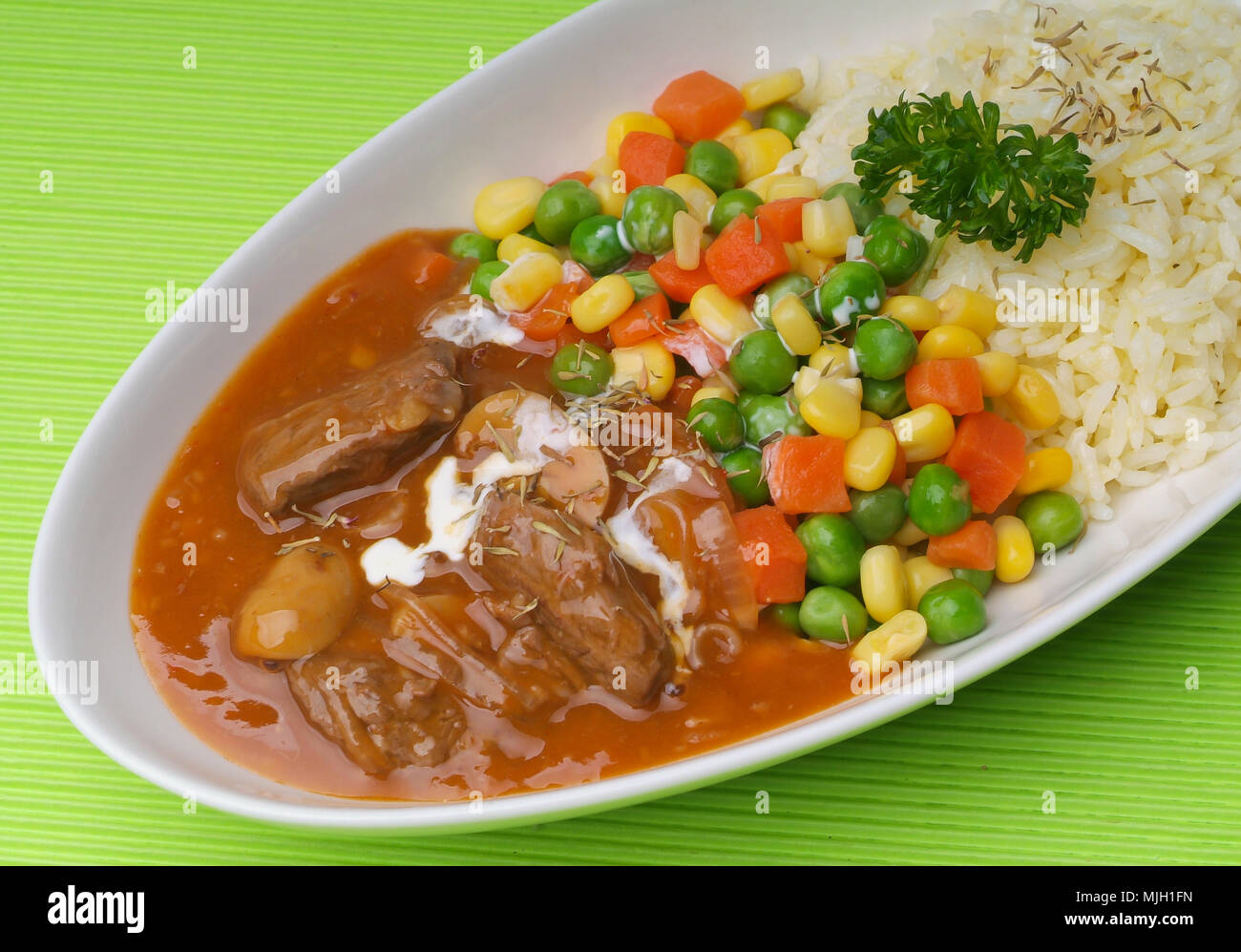 Rice with Beef, asia food in background Stock Photo - Alamy
