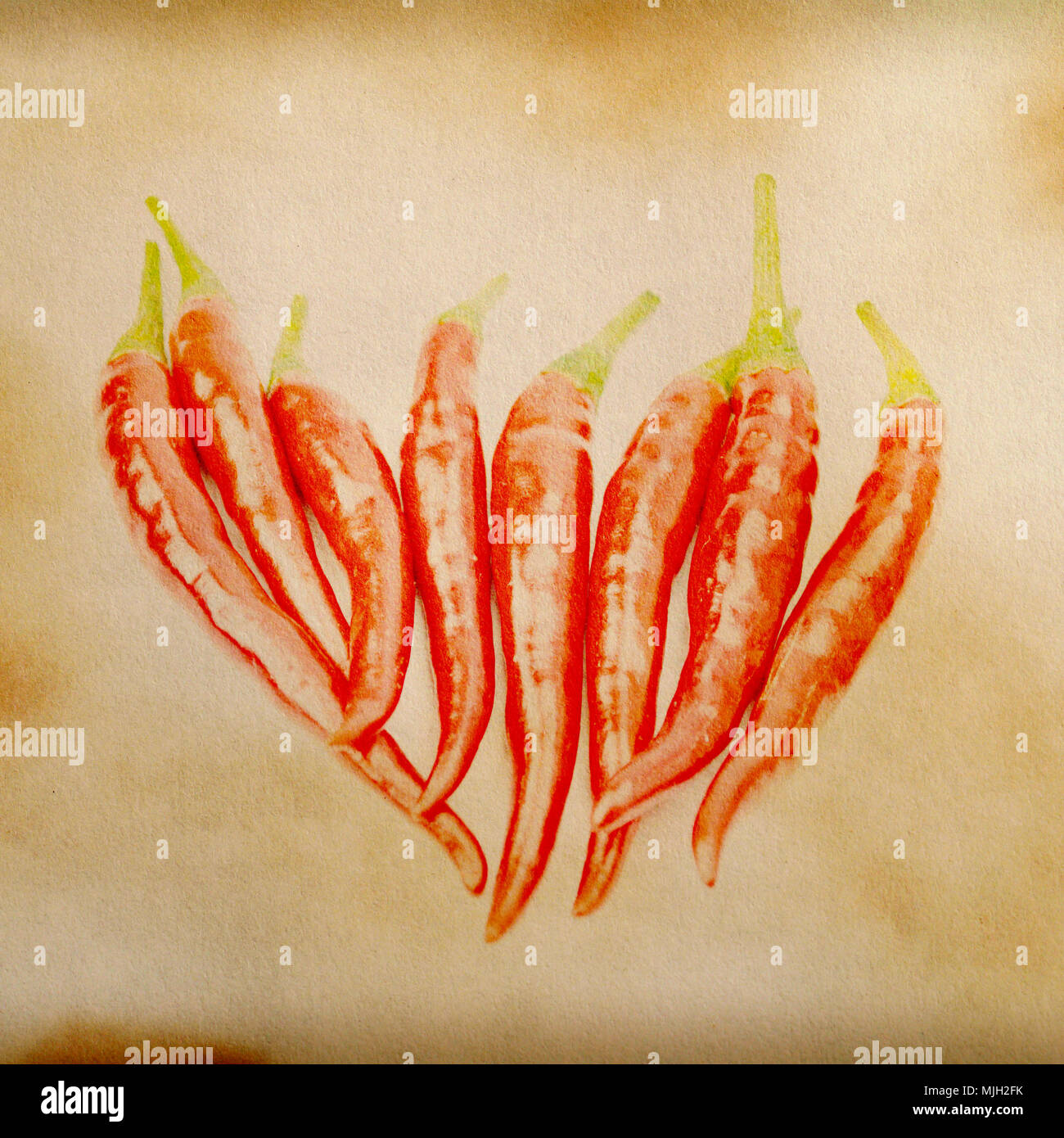 pepper on paper texture with retro filter effect Stock Photo - Alamy