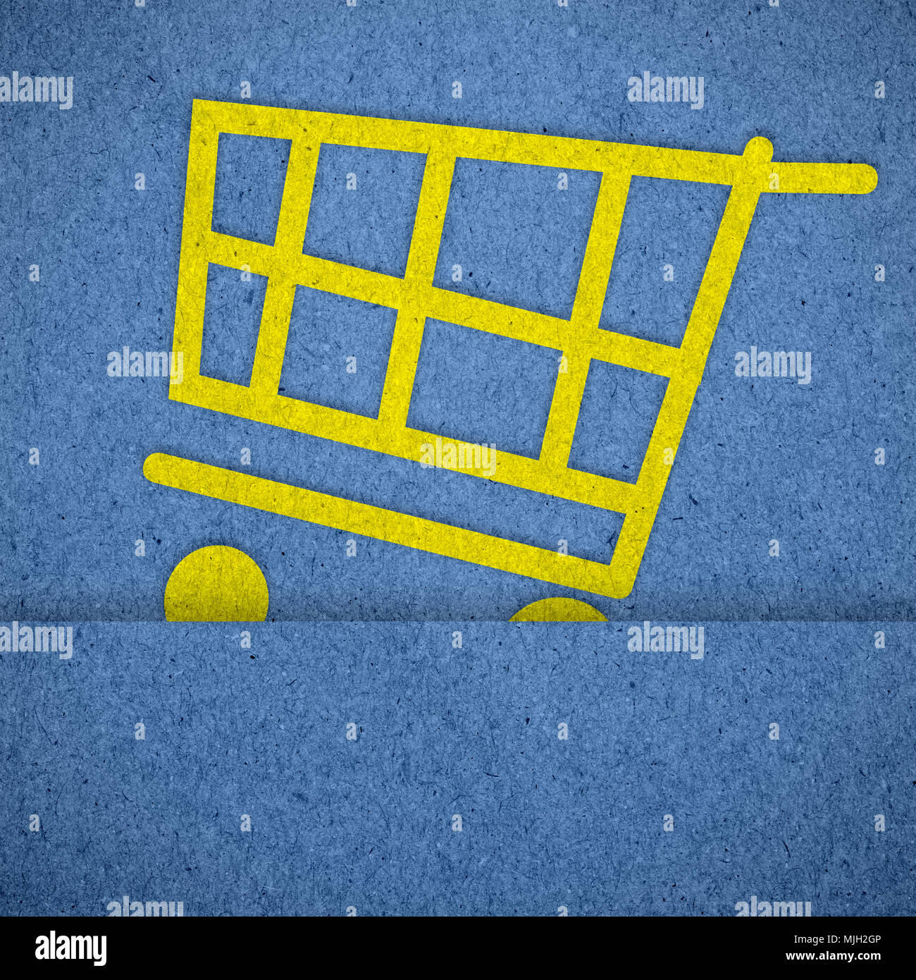shopping cart icons on blue paper texture Stock Photo - Alamy