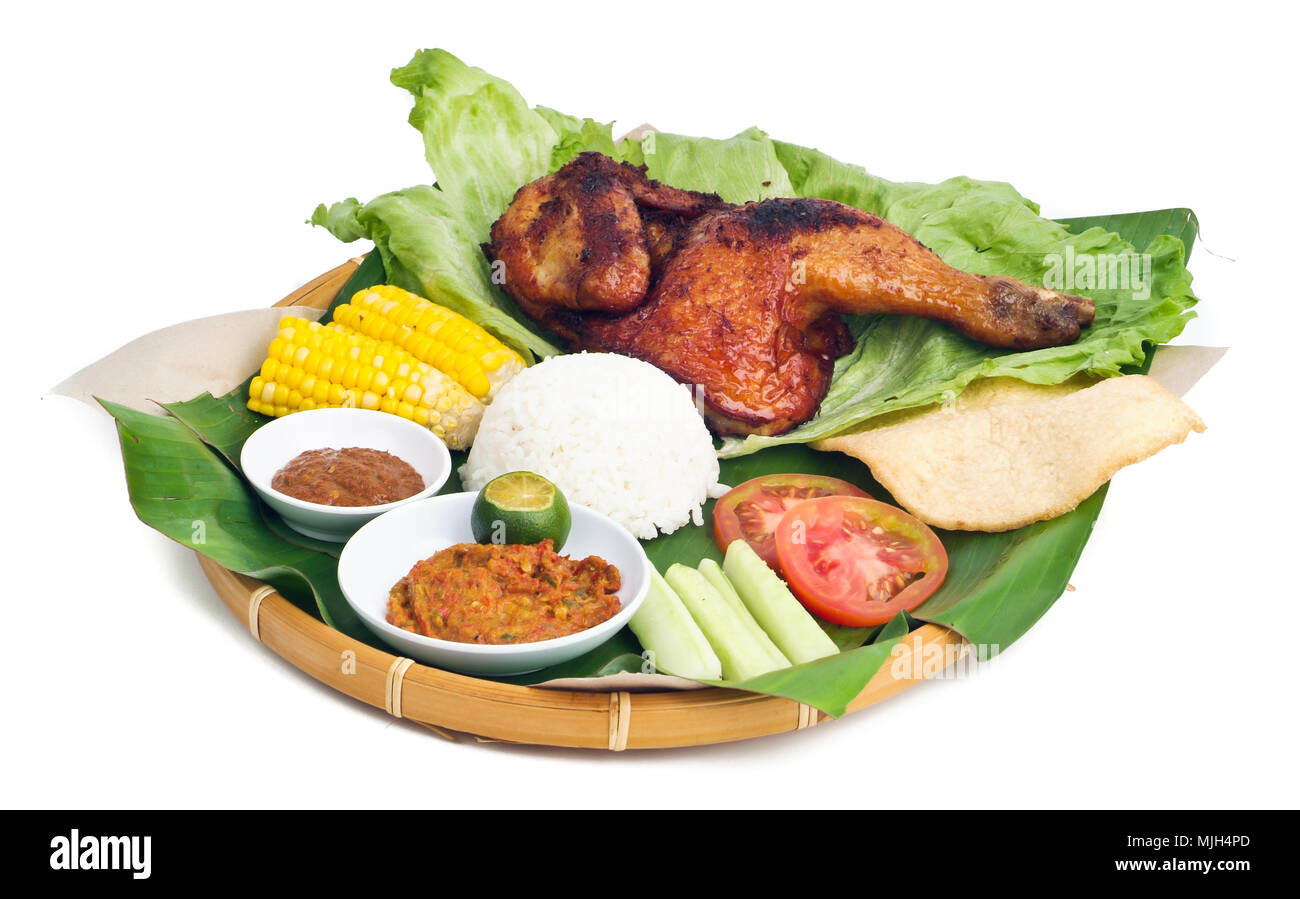 Indonesian traditional food, chicken, fish, vegetables Stock Photo - Alamy