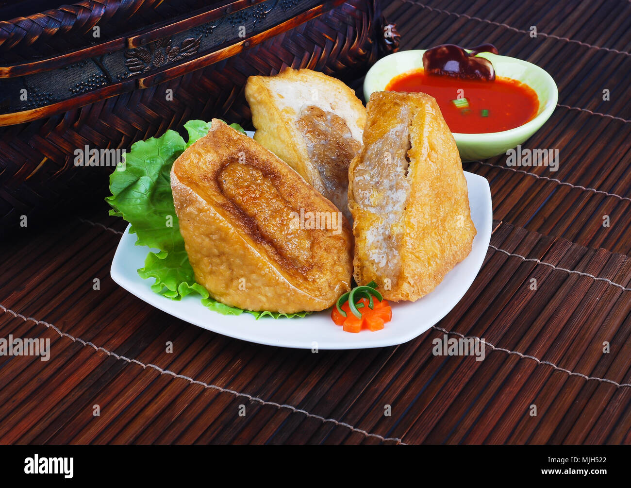 Yong Tau Fu. delicious Asian Chinese cuisine of fish paste stuffed ...