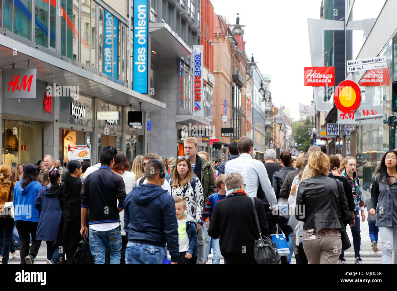 Stockholm, Sweden - September 25, 2016: Pedestrians walking the ...