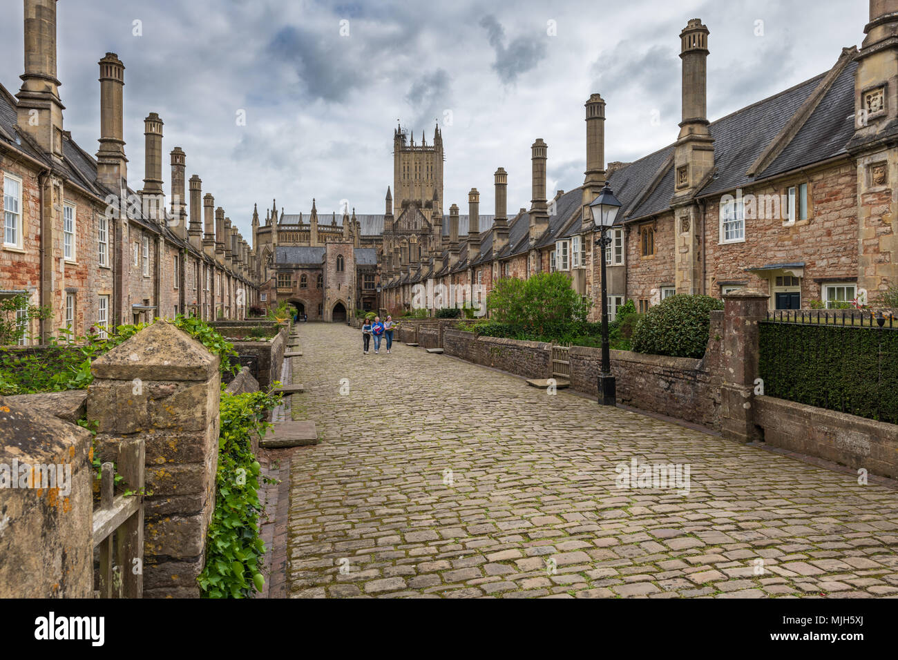 Vicars' Close in Wells Somerset, viewed looking towards the Chain Gate ...