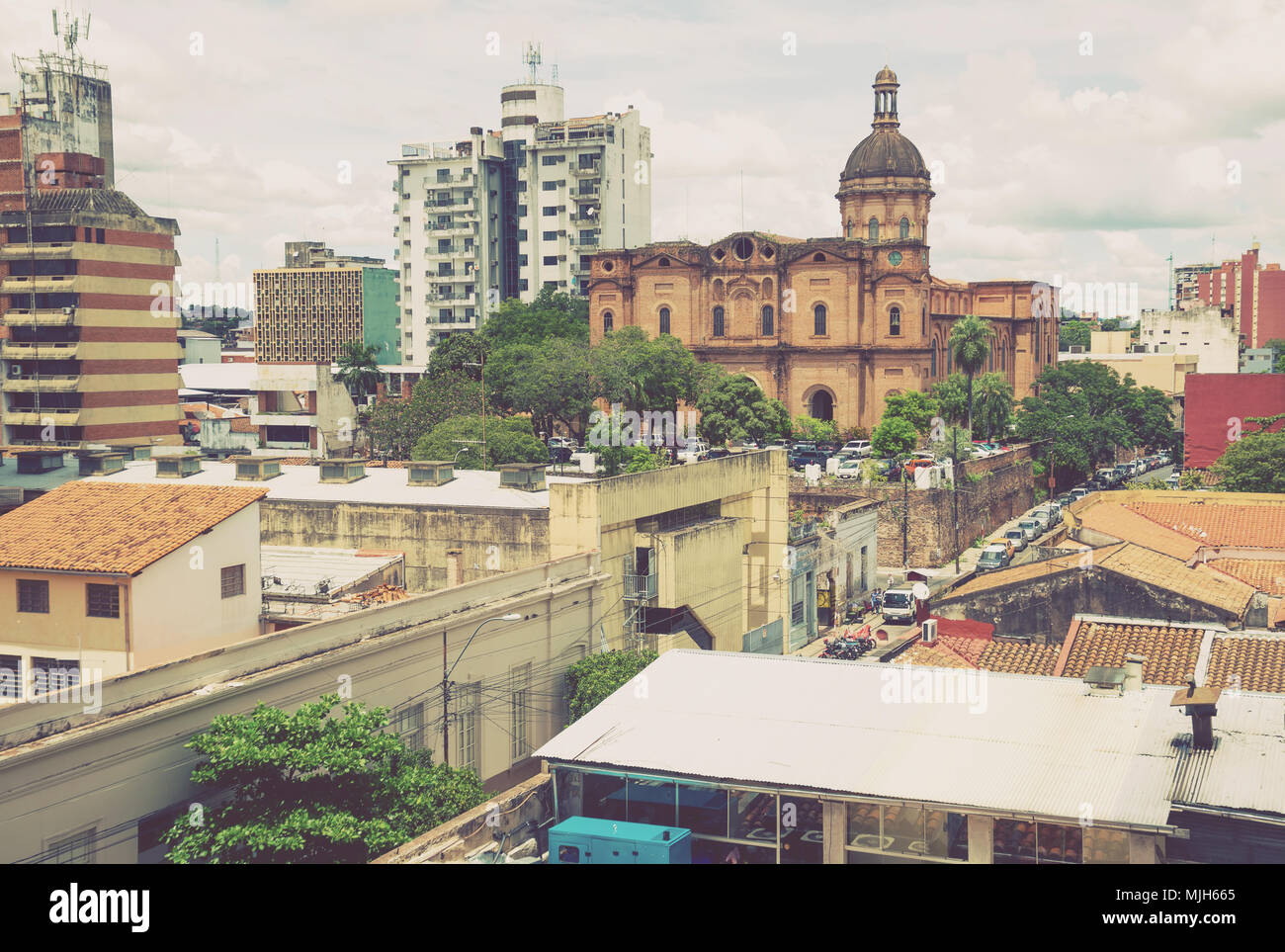 General panoramic view on central part of Paraguayan capital city ...