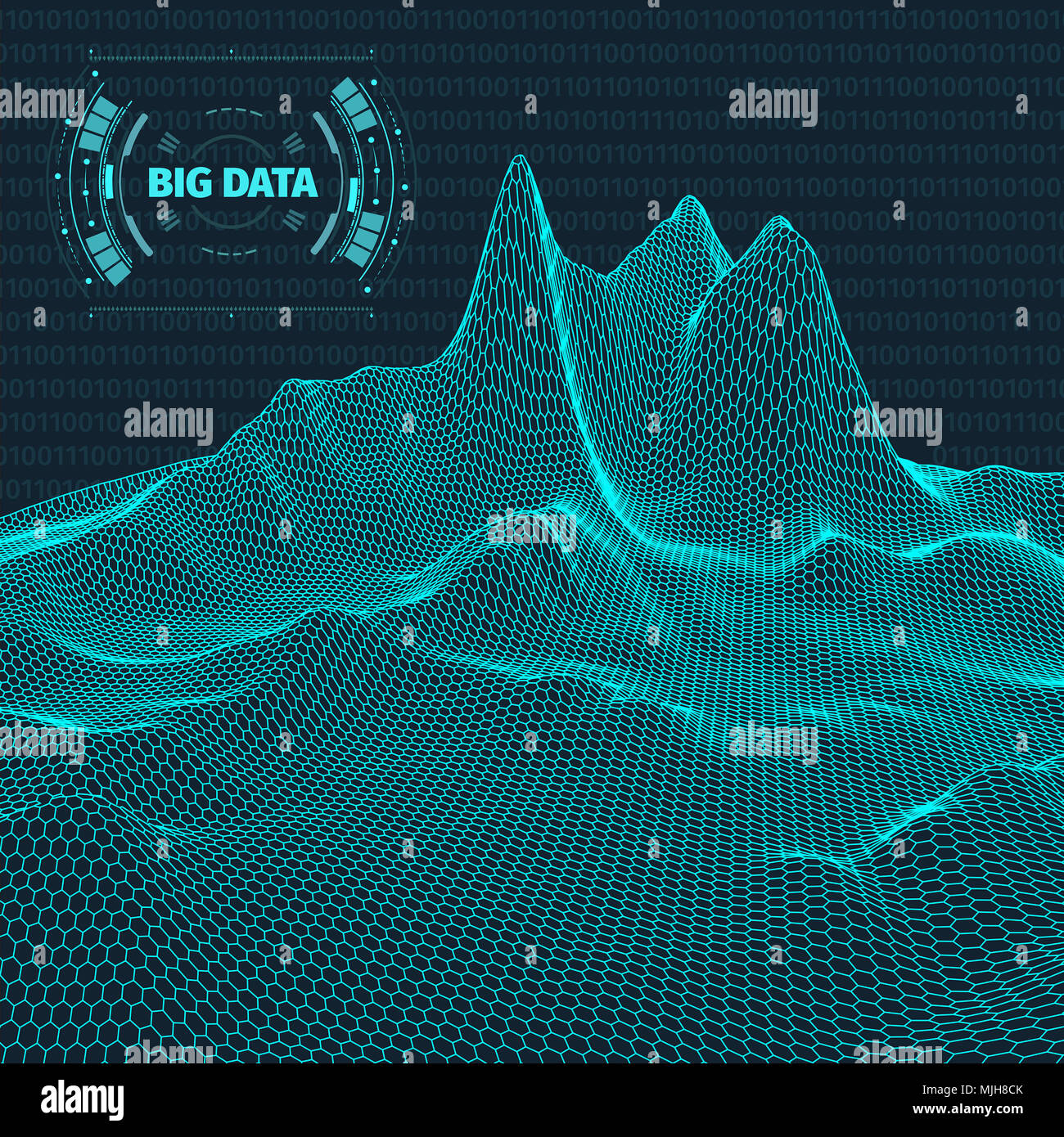 Computer generated binary code landscape on black background . Big Data . Binary Code Stock ...