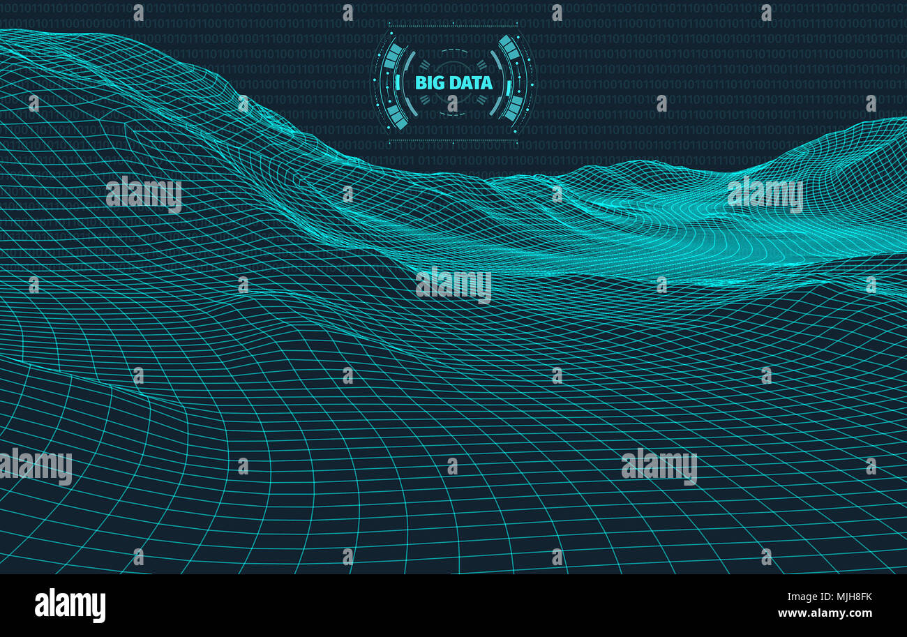 Computer Generated Binary Code Landscape On Black Background Big Data Binary Code Stock