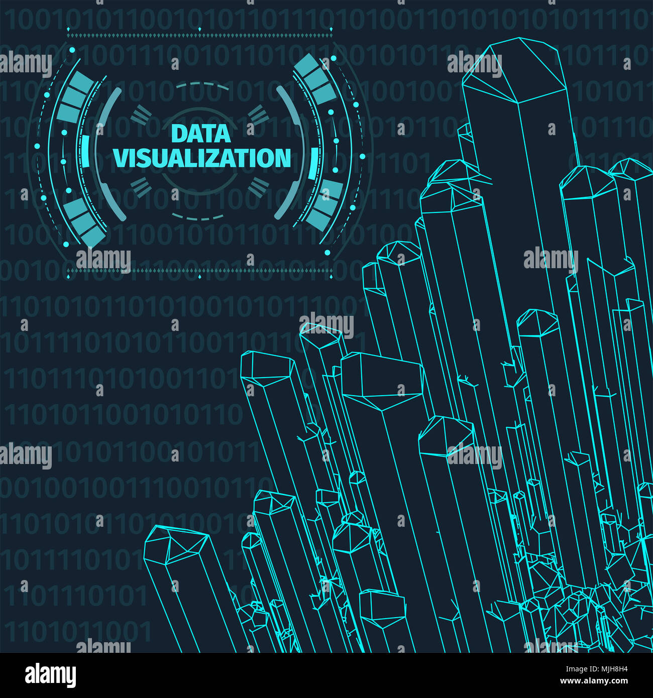 Data visualization background . Futuristic design hud element . Binary ...