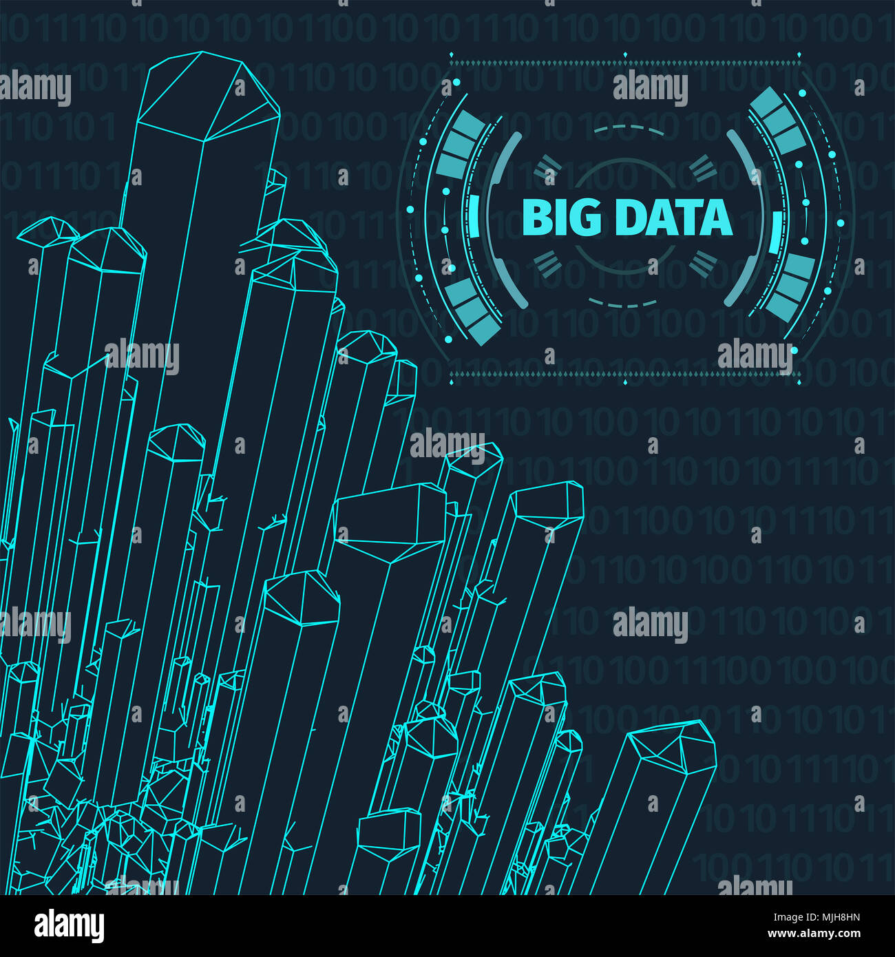 Computer generated binary code landscape on black background . Big Data . Binary Code Stock ...