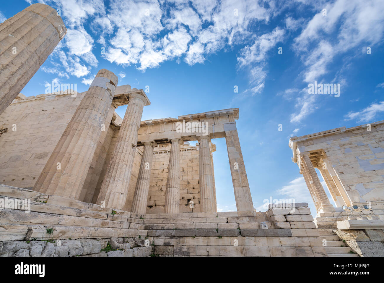 Monumental gateway called Propylaea, entrance to the top of Acropolis of Athens city, Greece ...
