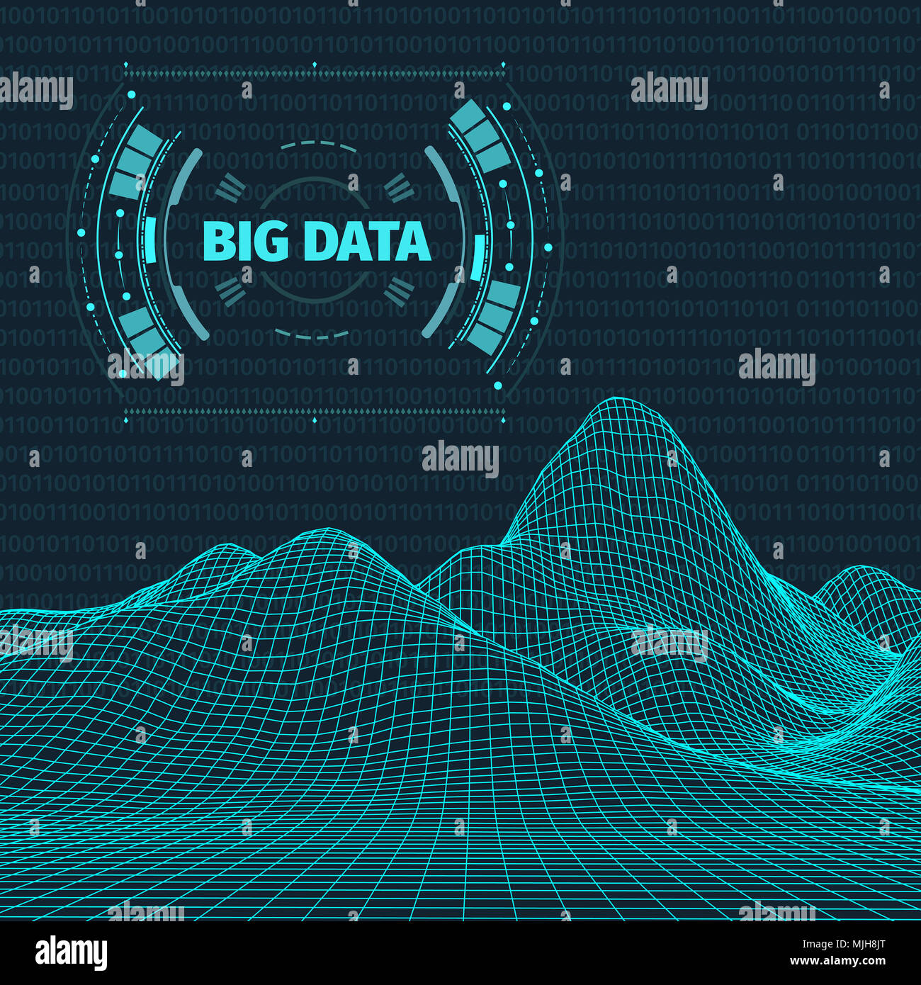 Computer Generated Binary Code Landscape On Black Background Big Data