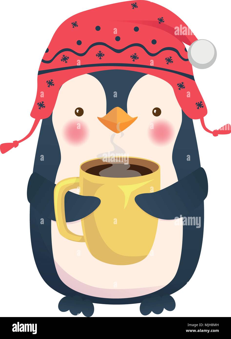 penguin holding a cup of coffee Stock Vector Image & Art - Alamy