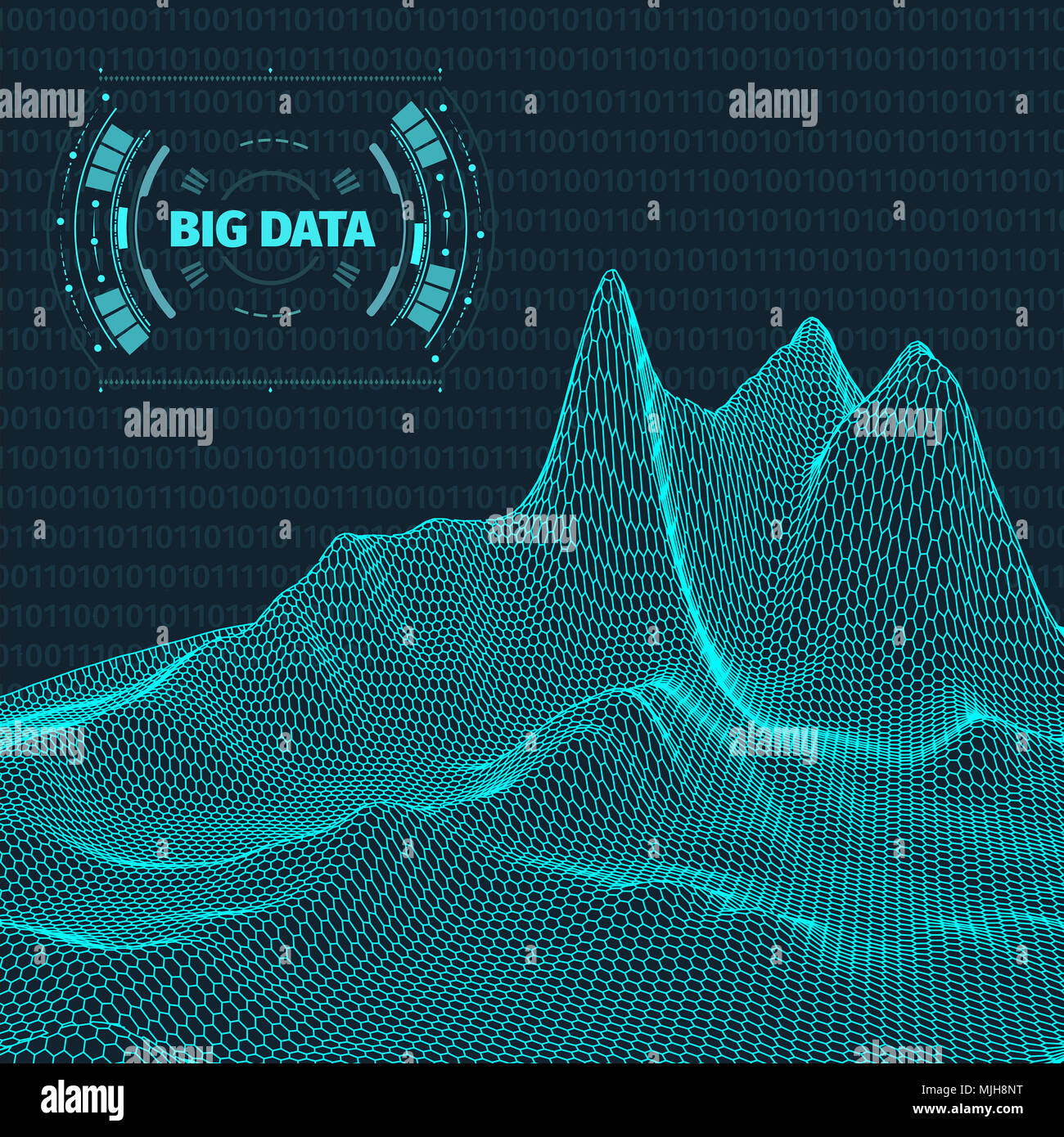Computer generated binary code landscape on black background . Big Data . Binary Code Stock ...