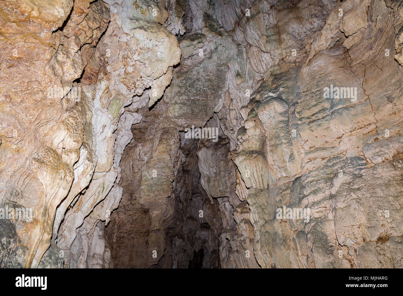 Limestone cave natural rock formations close up view at Baratang island ...