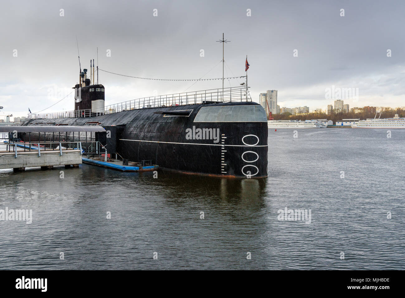 Moscow, Russia - April 27, 2018: Submarine B-396 in the Navy museum at ...