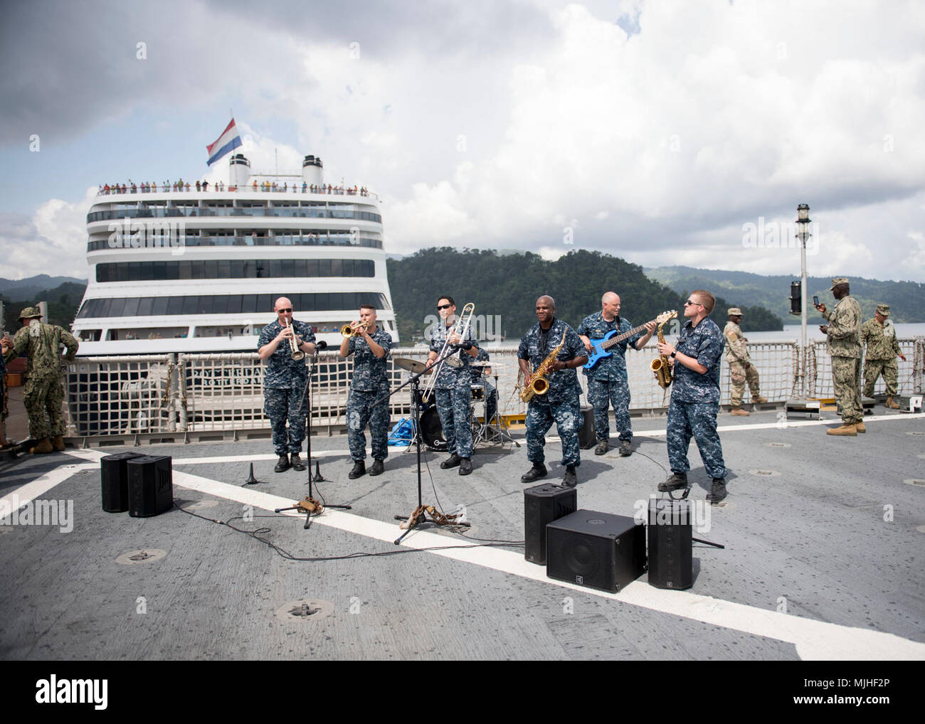 PUERTO BARRIOS, Guatemala (April 05, 2018) Sailors assigned to U.S. Fleet Forces Band perform ...