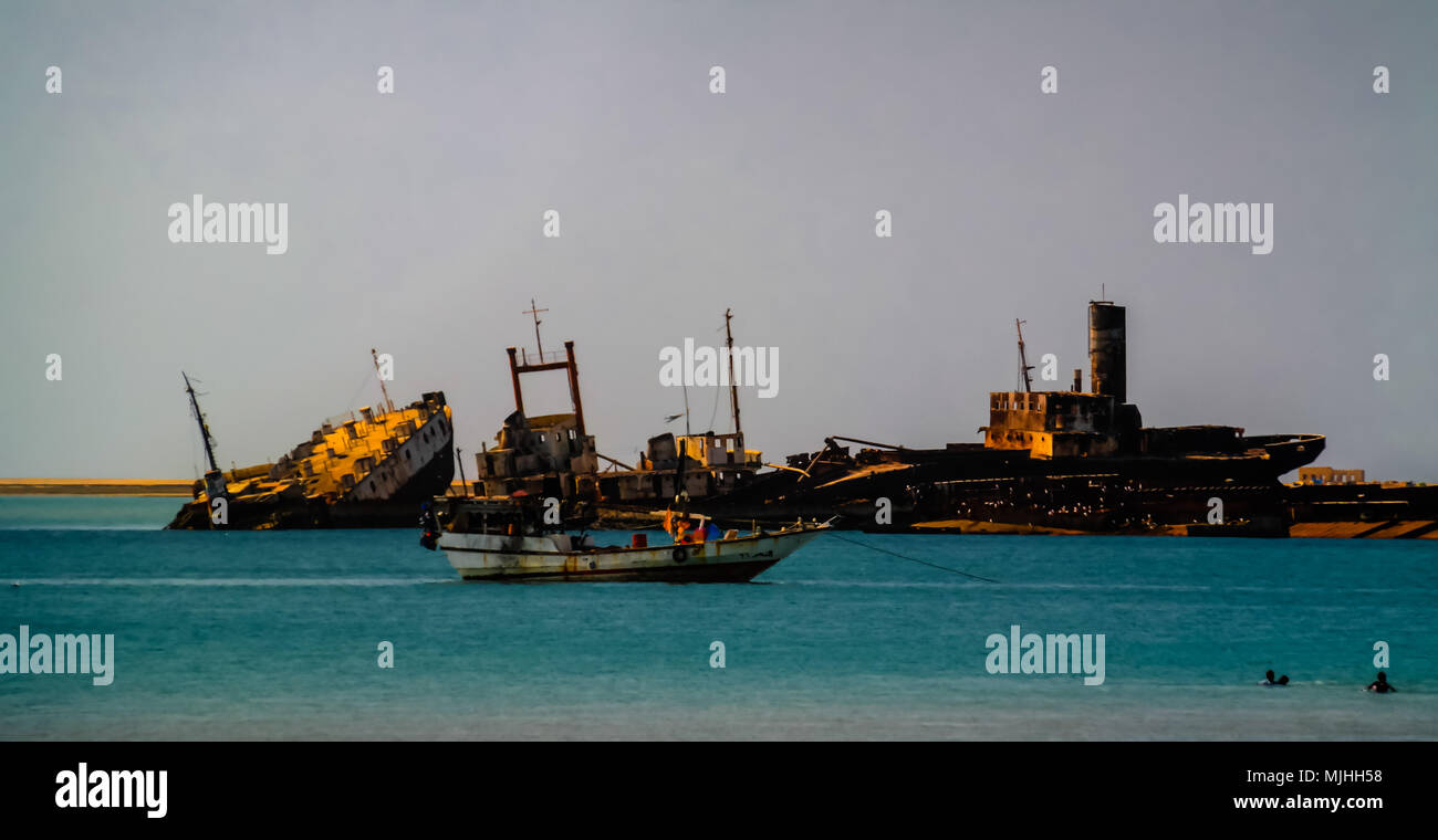 Panorama of Berbera port and beach with boats, Somalia Stock Photo - Alamy