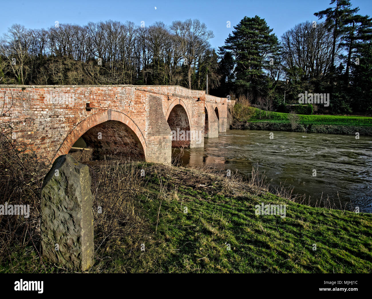 The Wye, at Brobury, is crossed by a long, narrow brick bridge built in ...
