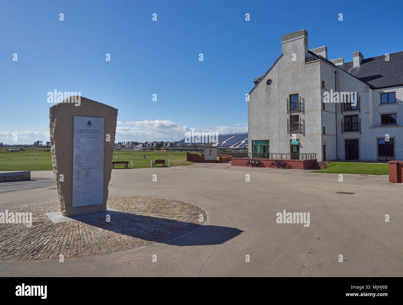 Looking down to the 1st Tee and starters hut from the Practise Putting ...