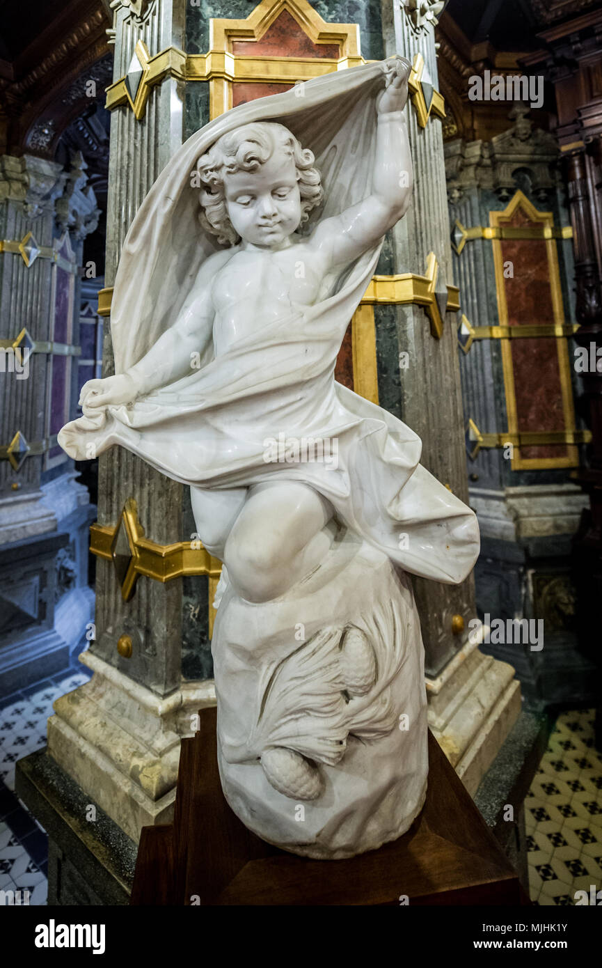 Alabaster sculpture in Reception Hall in Peles Palace, former royal ...
