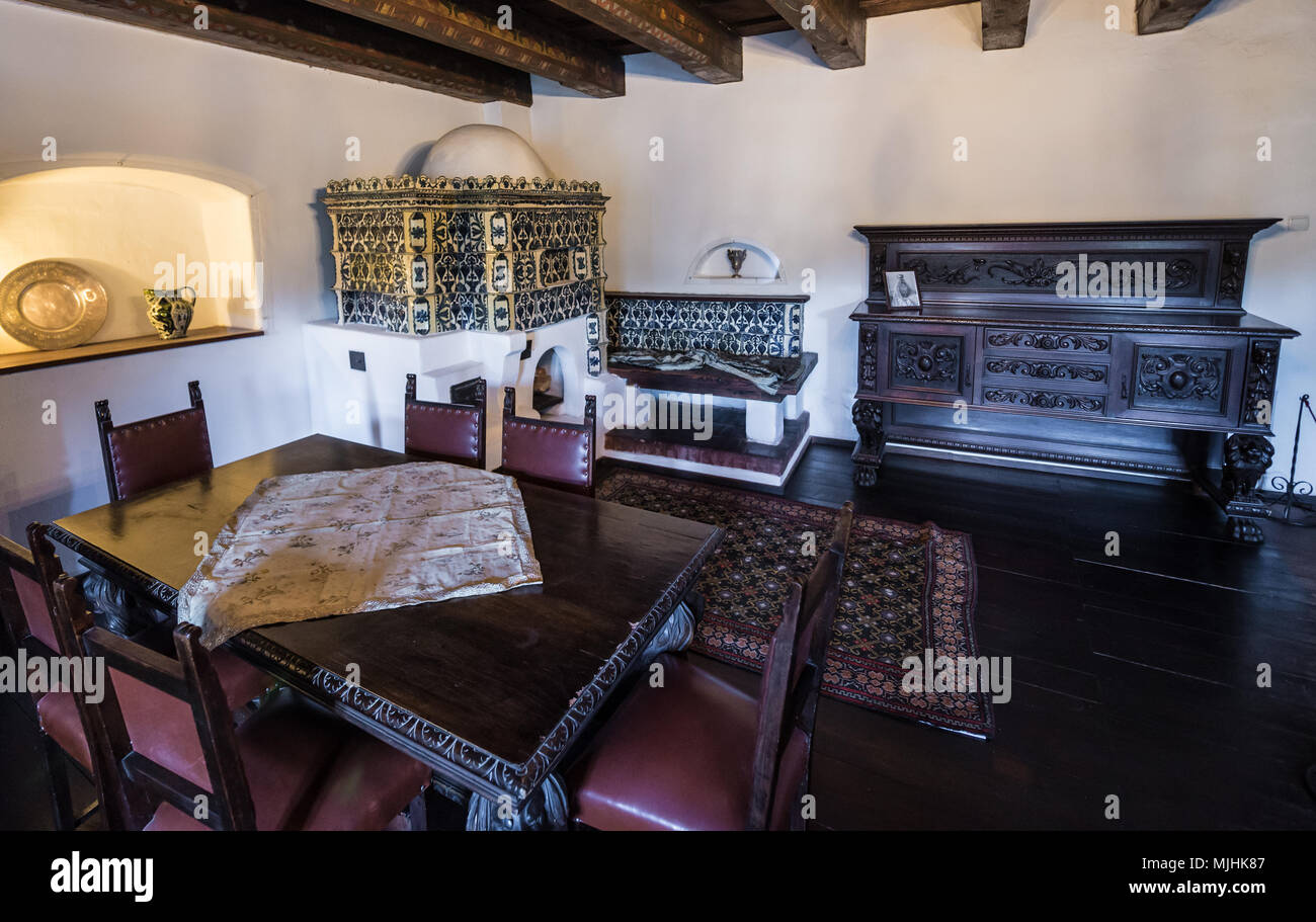 King Ferdinand's dining room in Bran Castle, Romania, so called ...