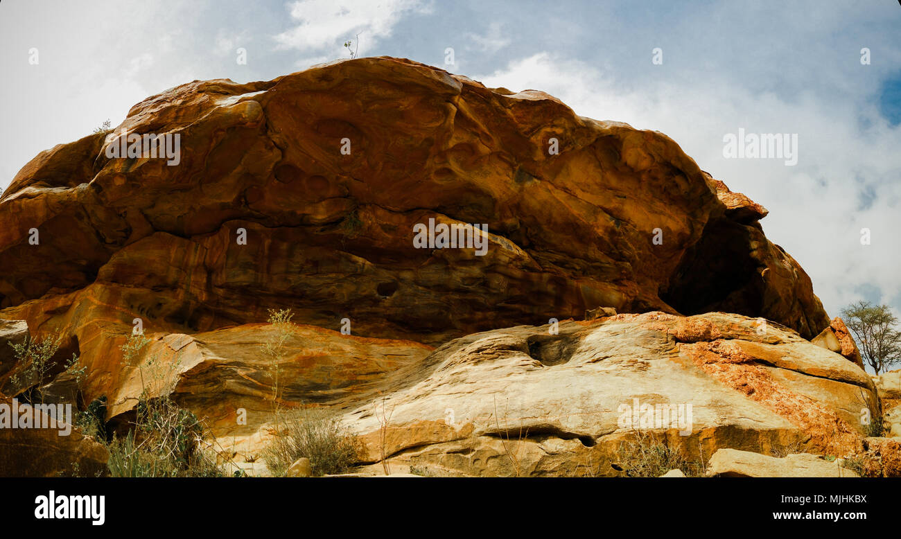 Cave paintings Laas Geel rock exterior near Hargeisa, Somalia Stock ...