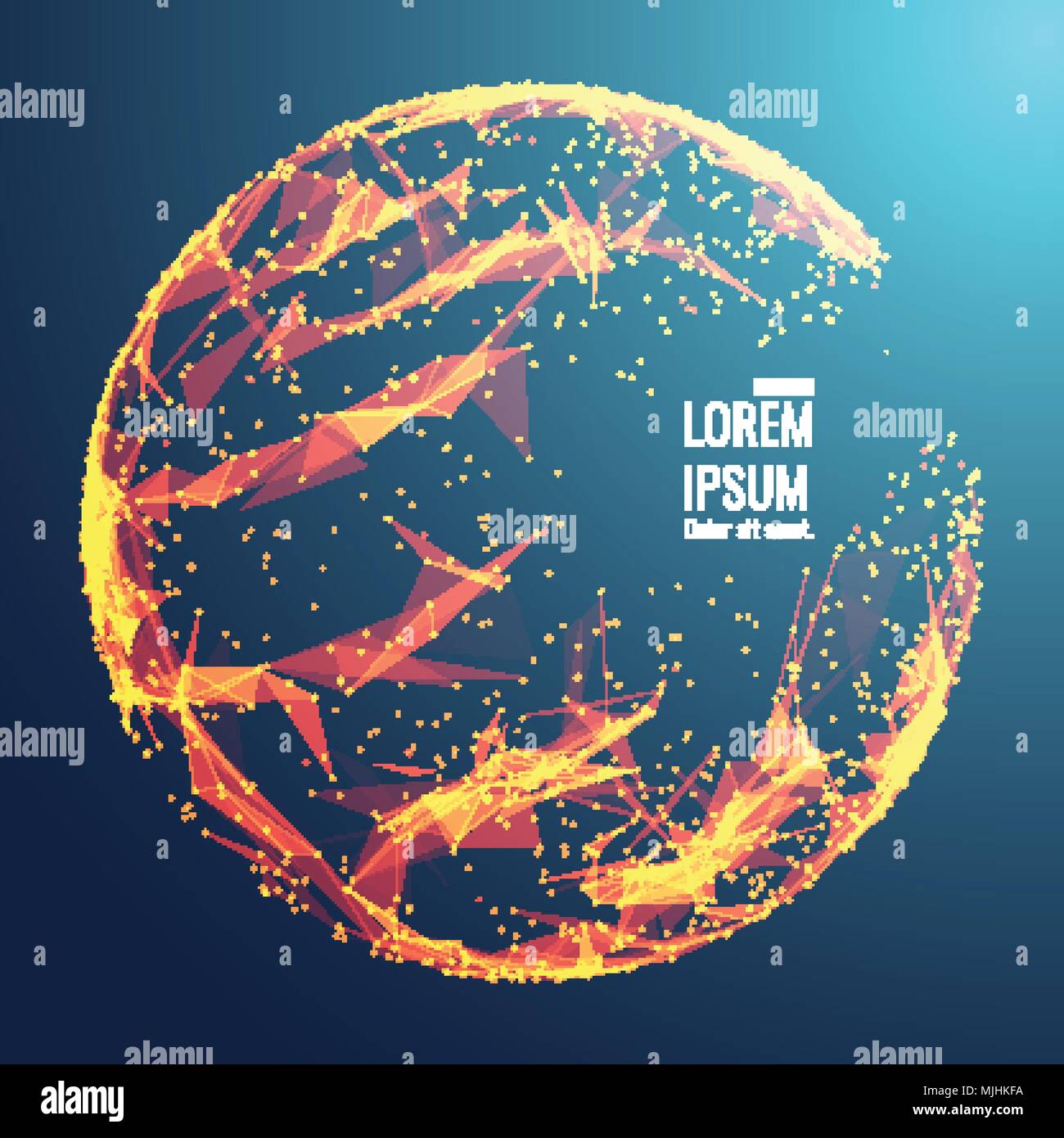 Abstract 3d Illuminated distorted Mesh Sphere . Neon Sign . Futuristic ...