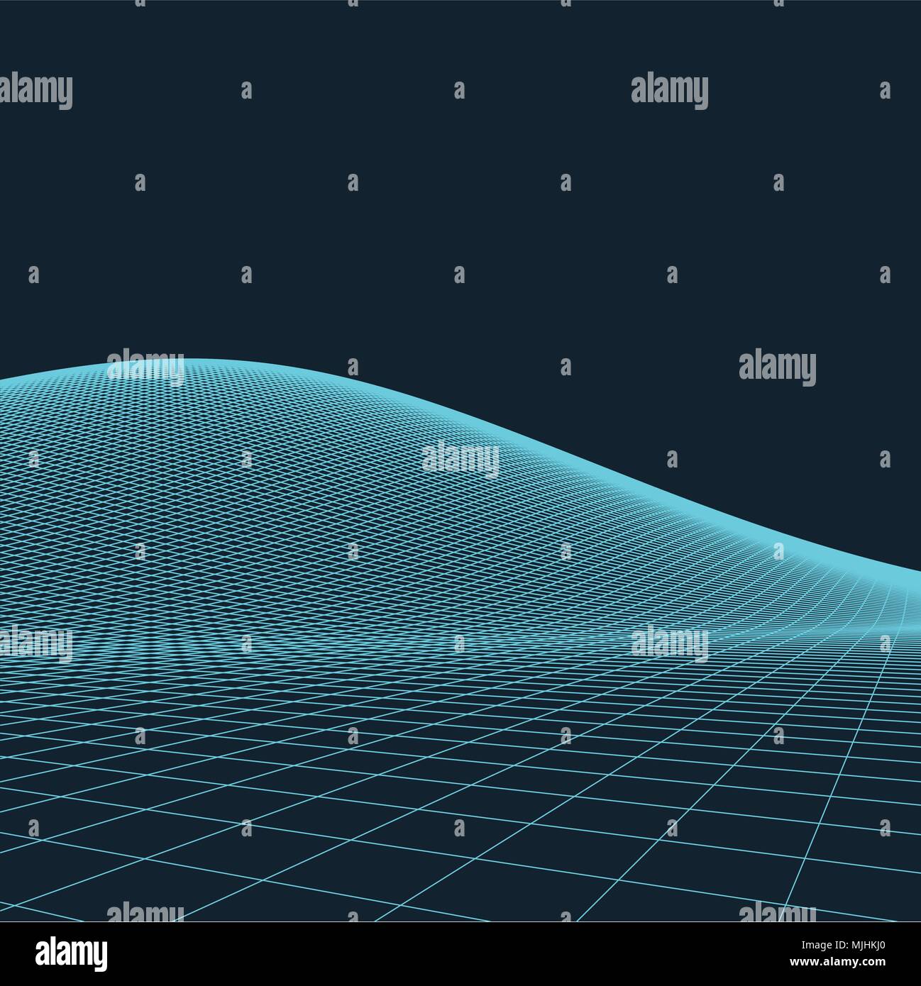 Abstract vector wireframe landscape background. Cyberspace grid. 3d ...