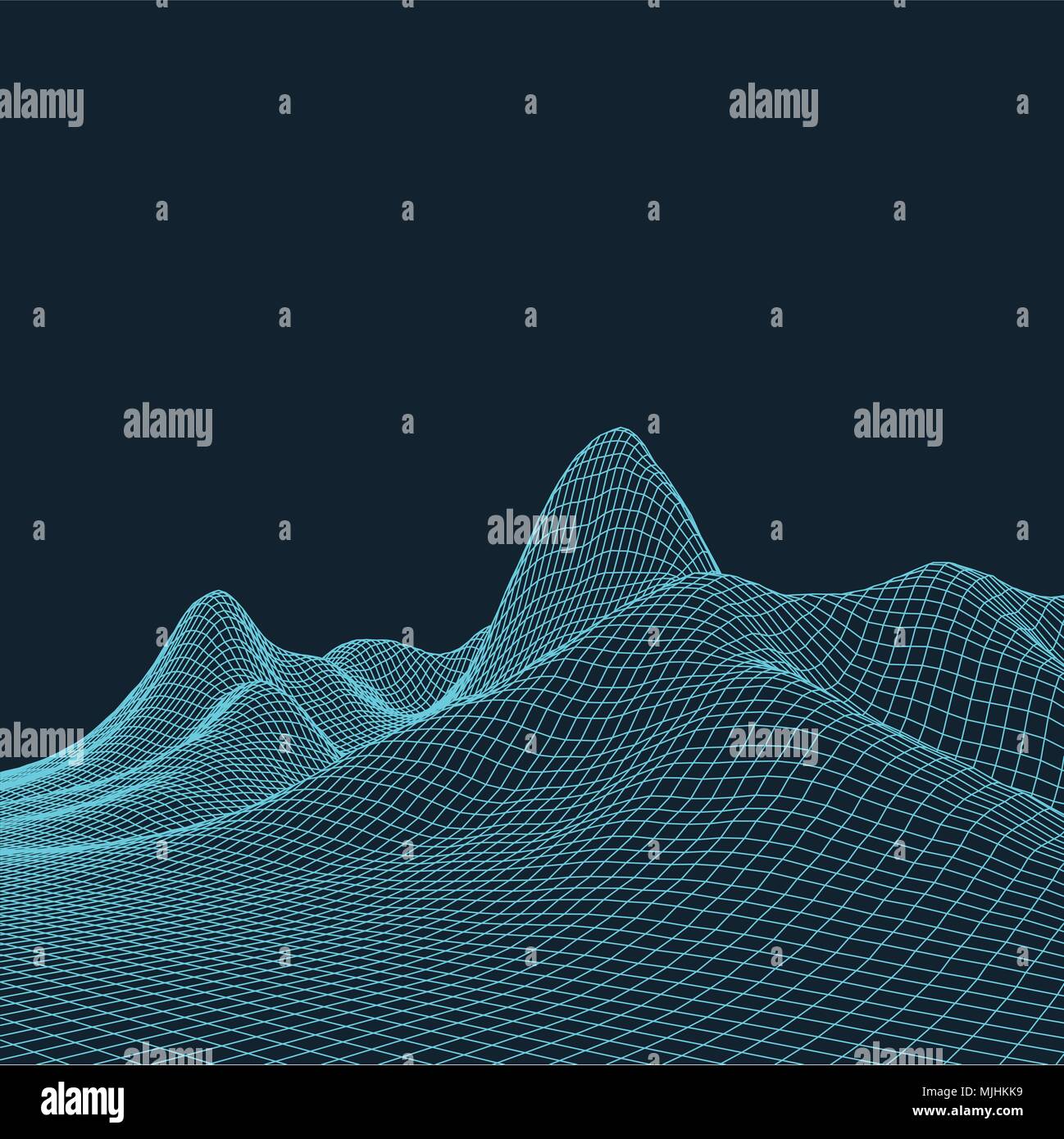 Abstract vector wireframe landscape background. Cyberspace grid. 3d ...