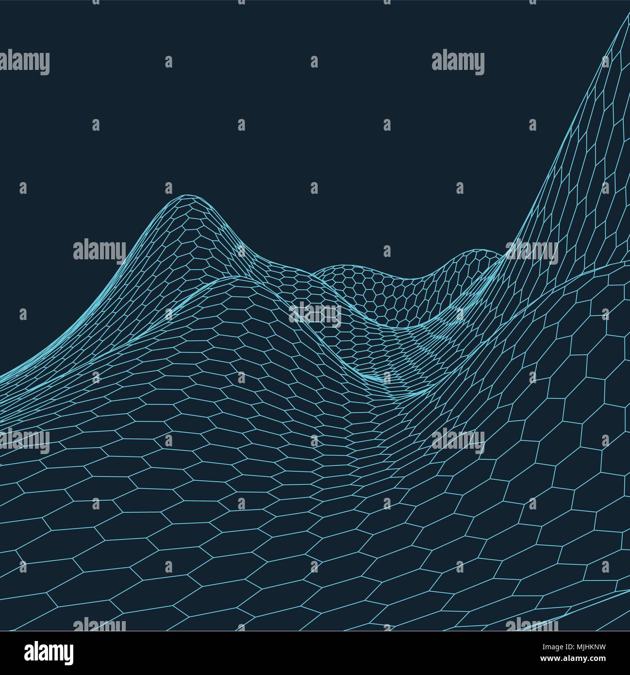 Abstract vector wireframe landscape background. Cyberspace grid. 3d ...