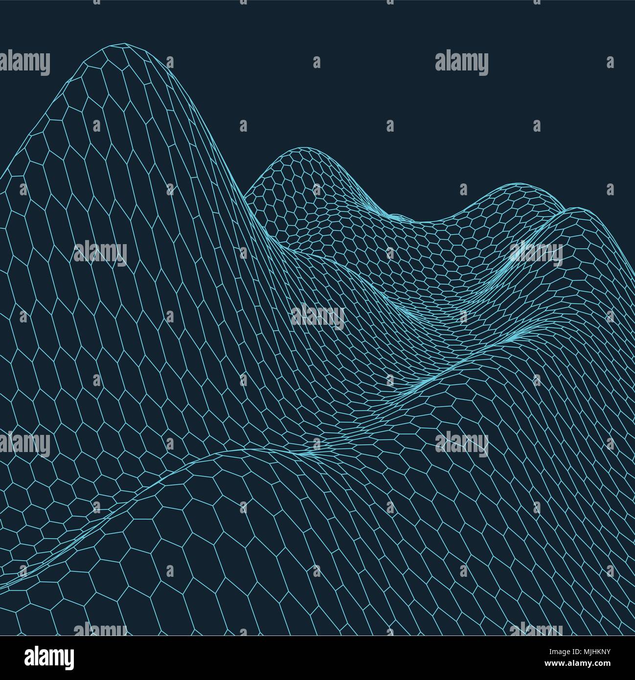 Abstract vector wireframe landscape background. Cyberspace grid. 3d ...
