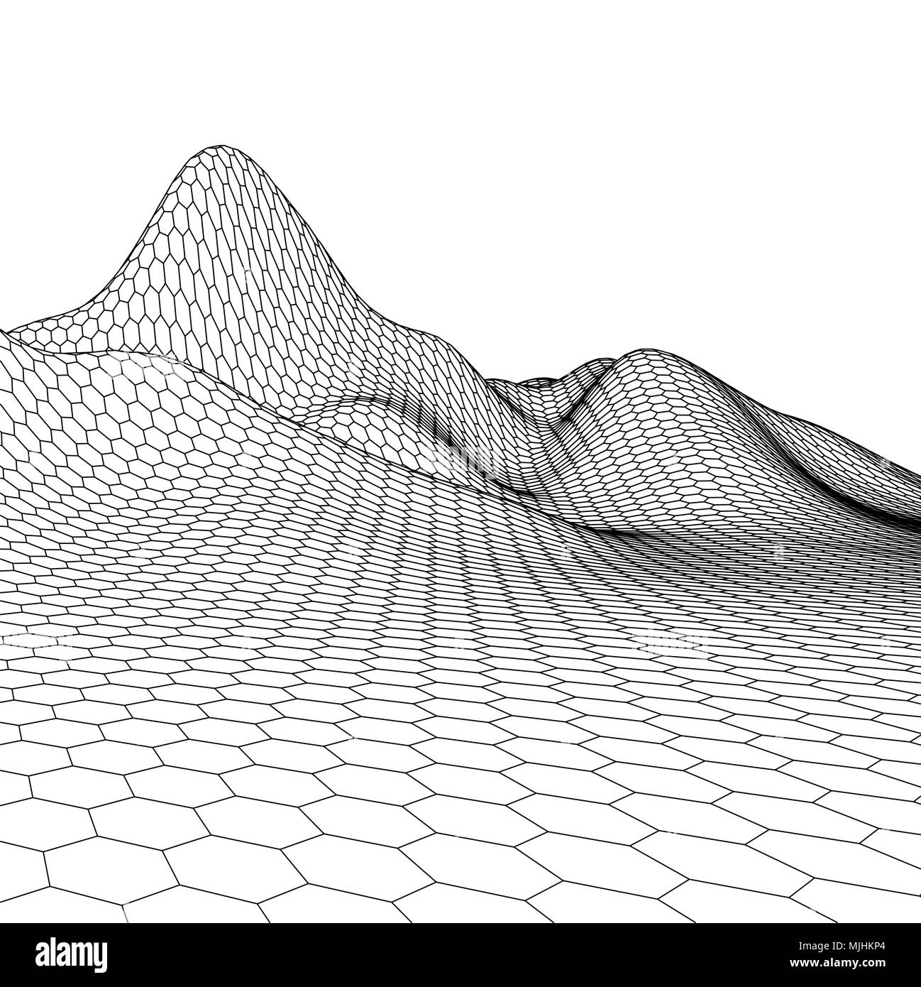Abstract vector wireframe landscape background. Cyberspace grid. 3d ...