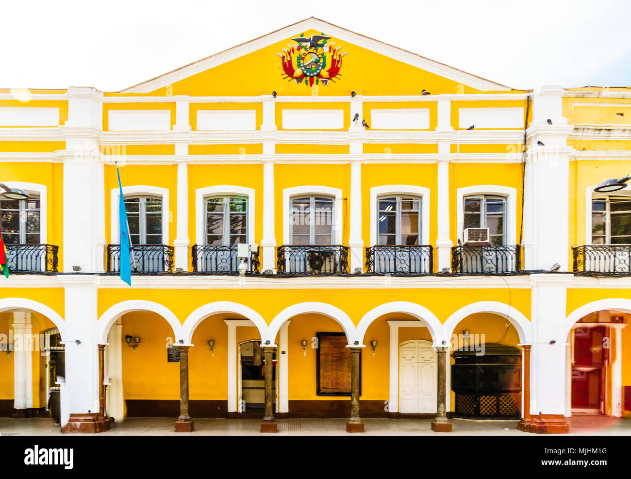 View on colonial building by Plaza Colon In Cochabamba - Bolivia Stock ...