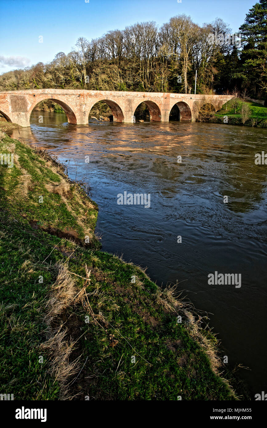 The Wye, at Brobury, is crossed by a long, narrow brick bridge built in ...