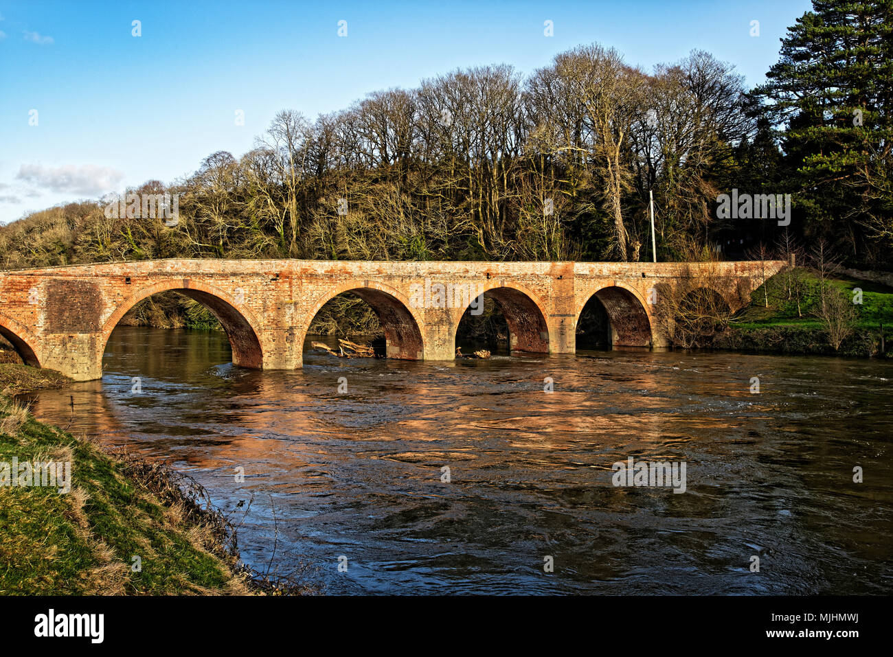 The Wye, at Brobury, is crossed by a long, narrow brick bridge built in ...