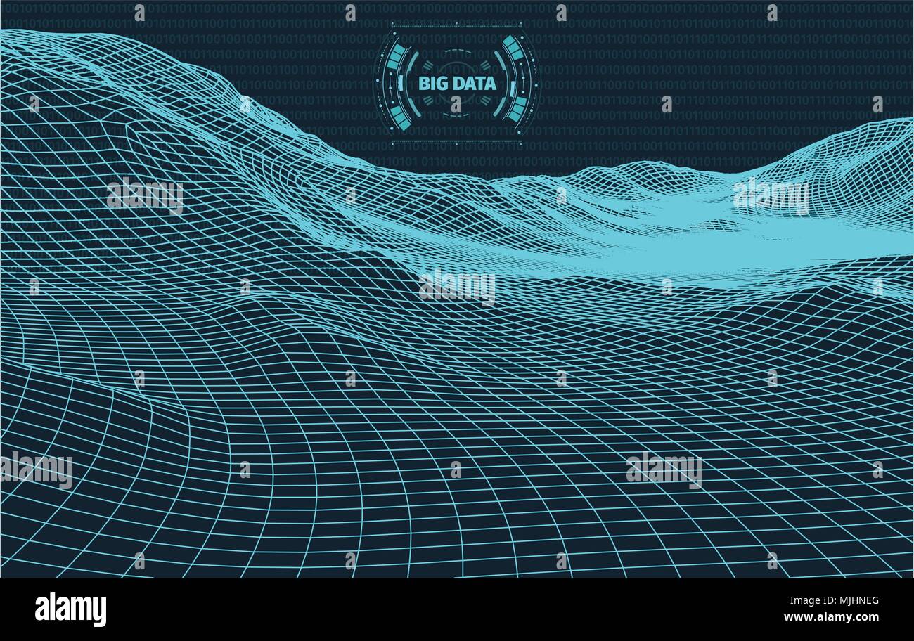 Computer Generated Binary Code Landscape On Black Background Big Data Binary Code