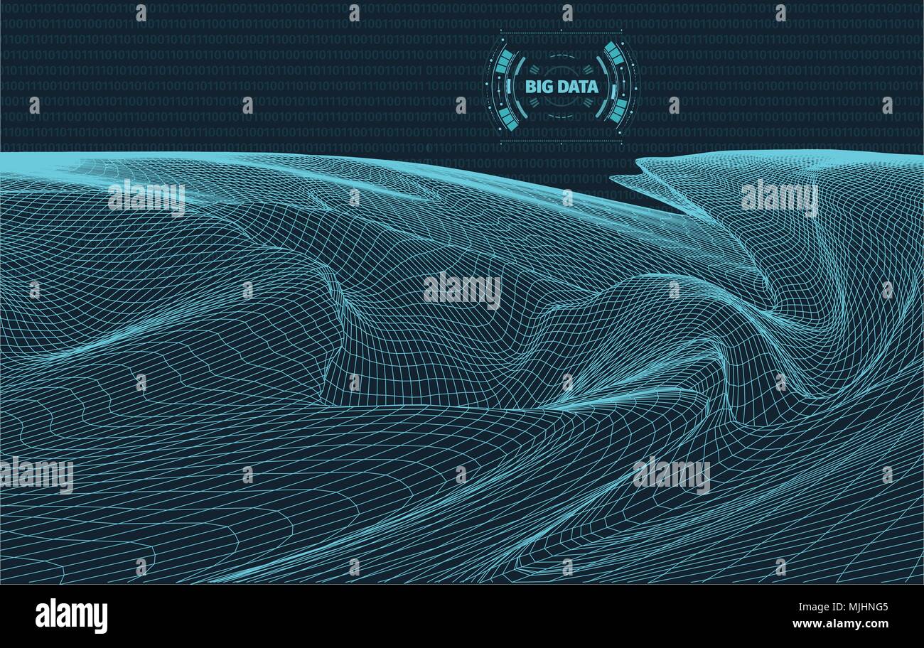 Computer Generated Binary Code Landscape On Black Background Big Data Binary Code