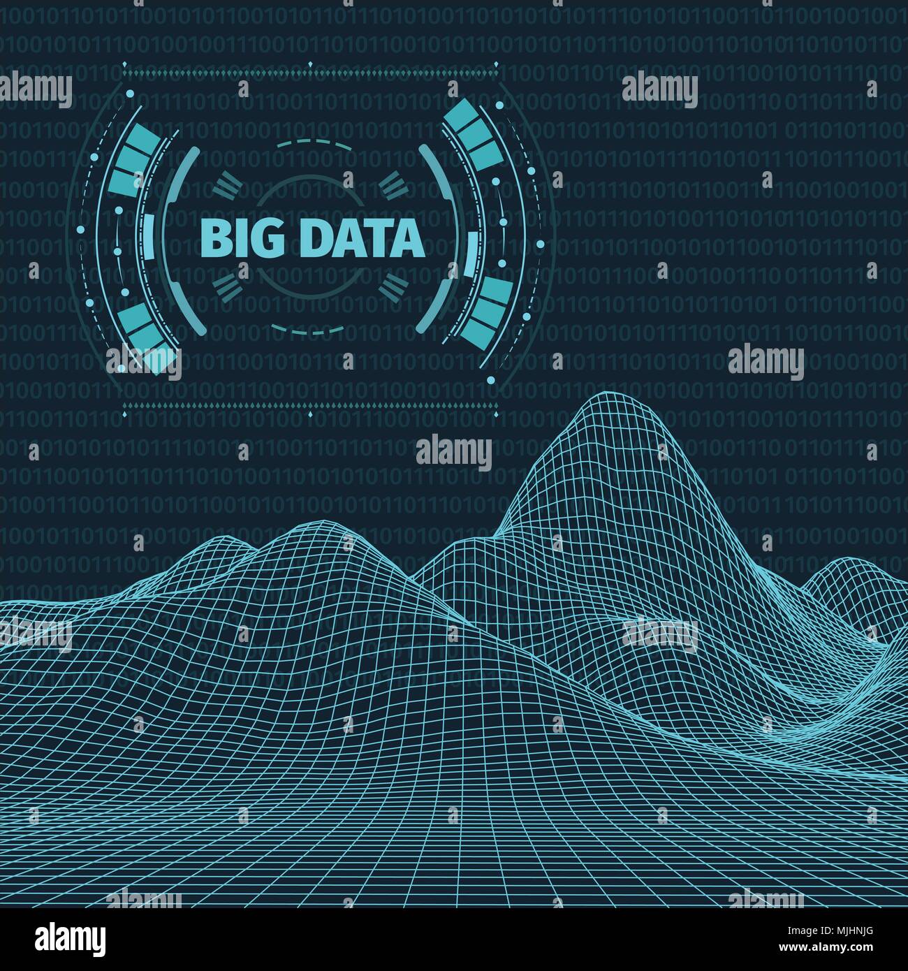 Computer generated binary code landscape on black background . Big Data ... Computer generated binary code landscape on black background . Big Data ...