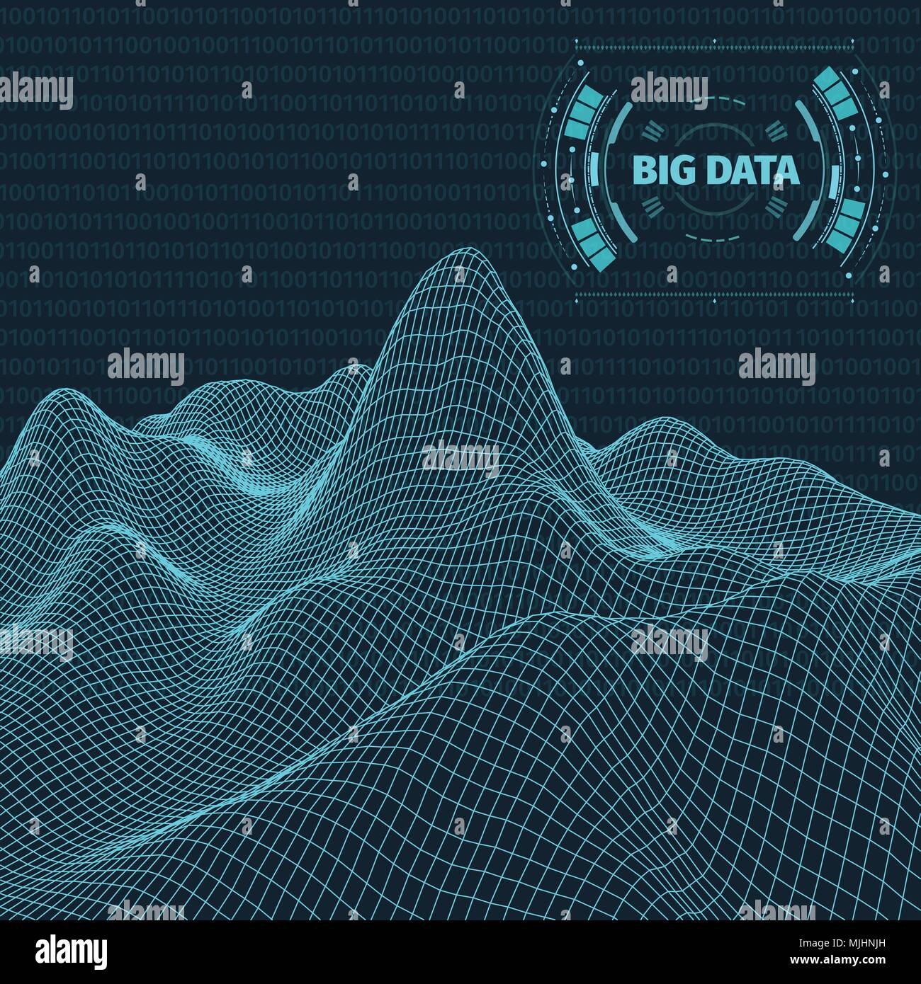 Computer Generated Binary Code Landscape On Black Background Big Data Binary Code