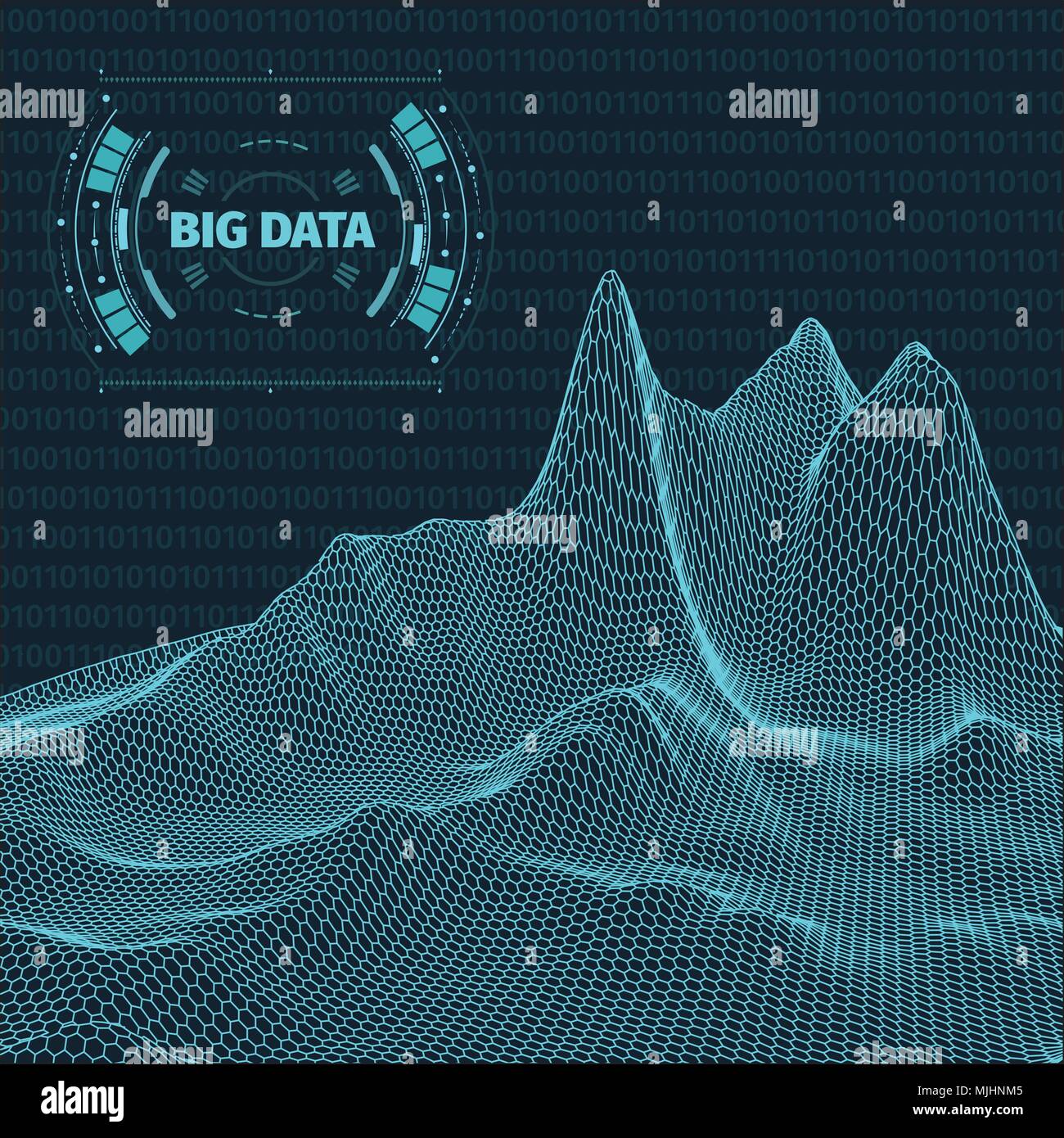 Computer Generated Binary Code Landscape On Black Background Big Data Binary Code