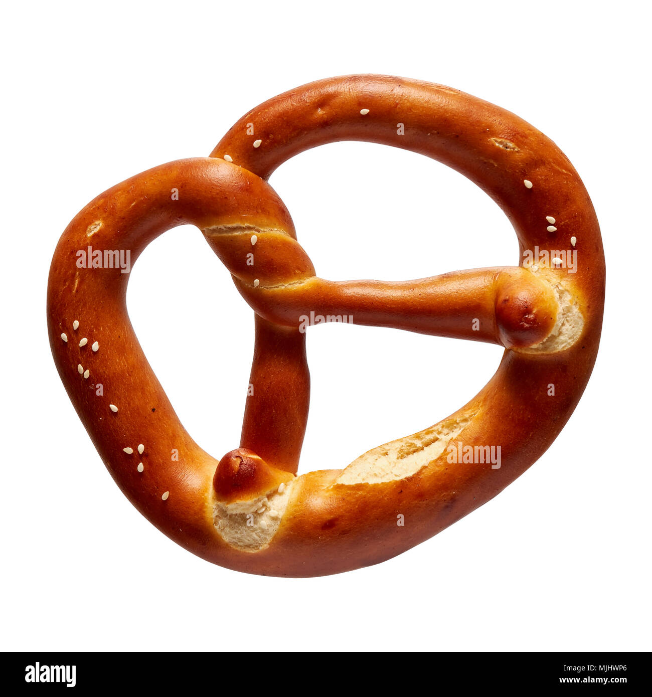 German Soft Pretzel. Single German bread pretzel on a white background ...
