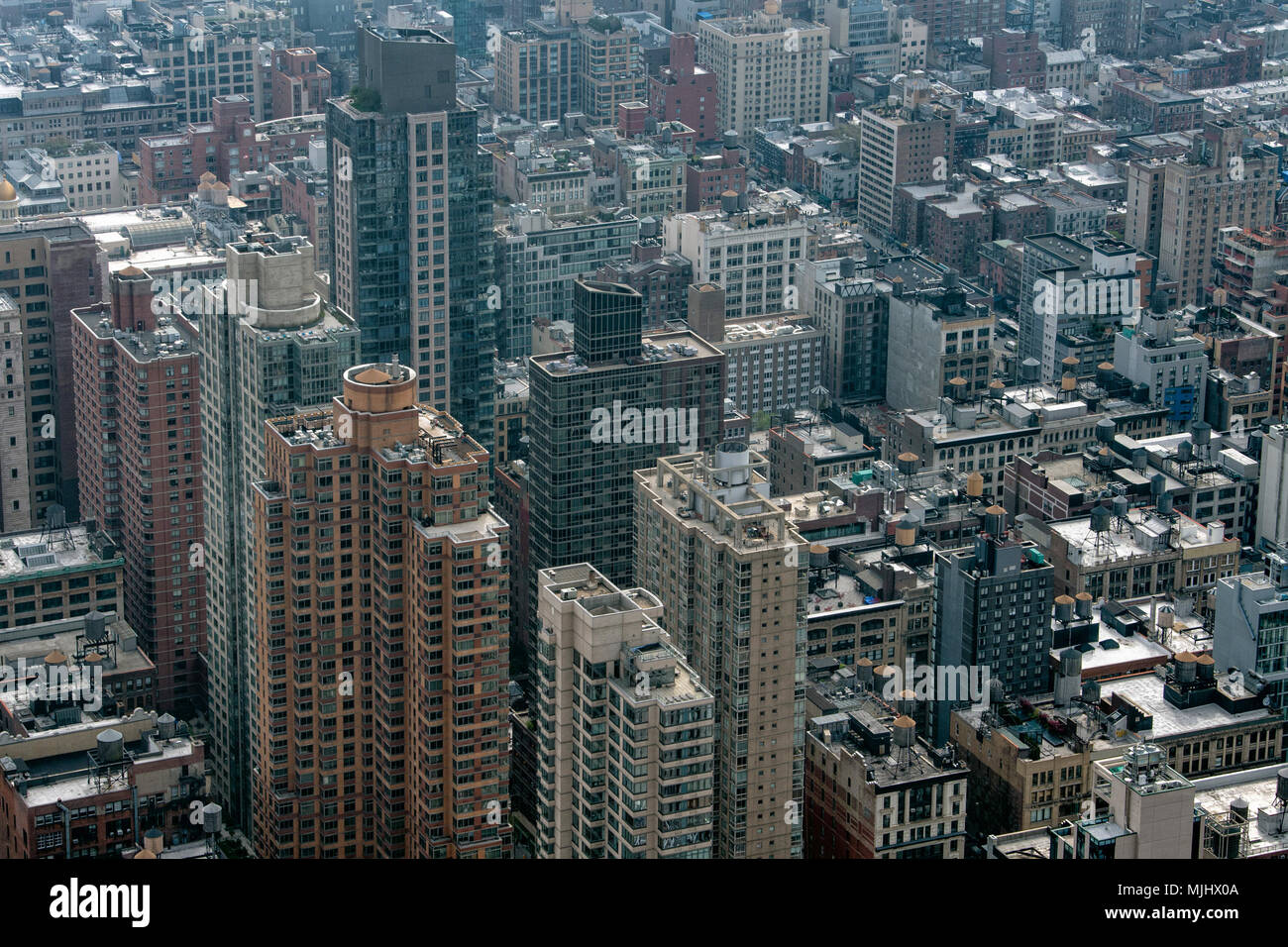 roof and water towers on top of new york manhattan skyscrapers building ...